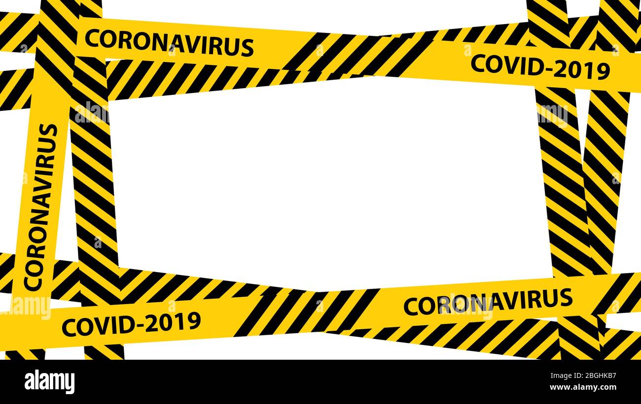 Yellow quarantine warning tape frame with place for text. vector ...