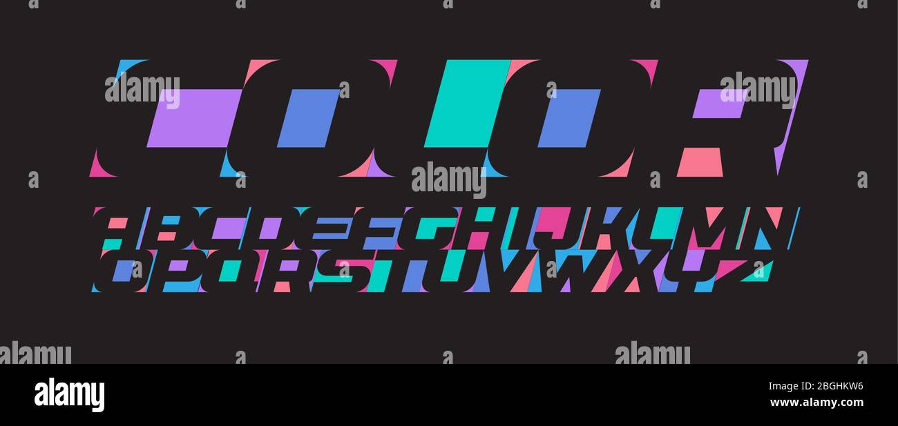 Color oblique font for dynamic scenes from negative space of letters ...