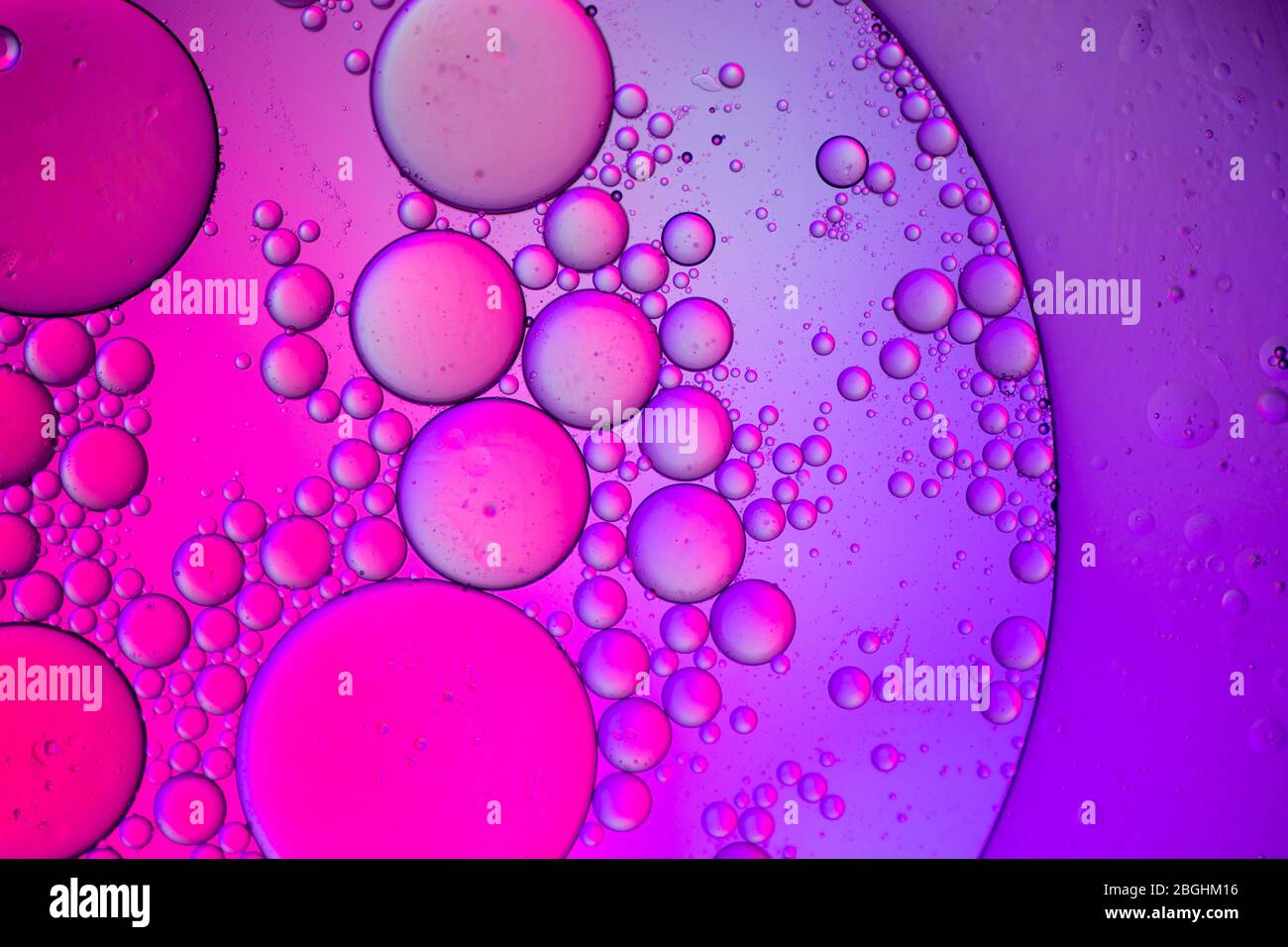 Abstract color background. Bubbles of oil in a colored liquid and ...