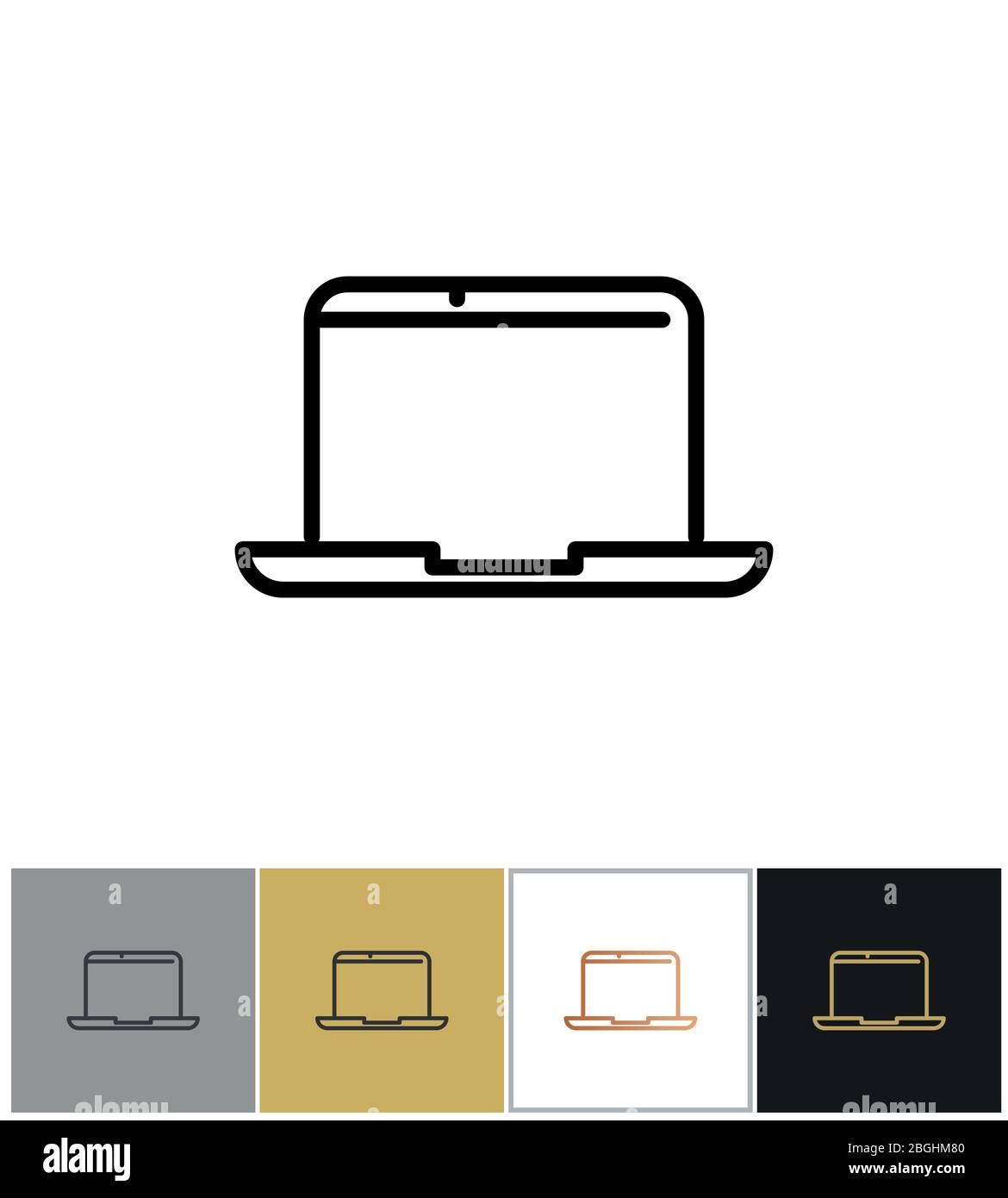 Laptop icon, professional notebook computer symbol on white and black ...