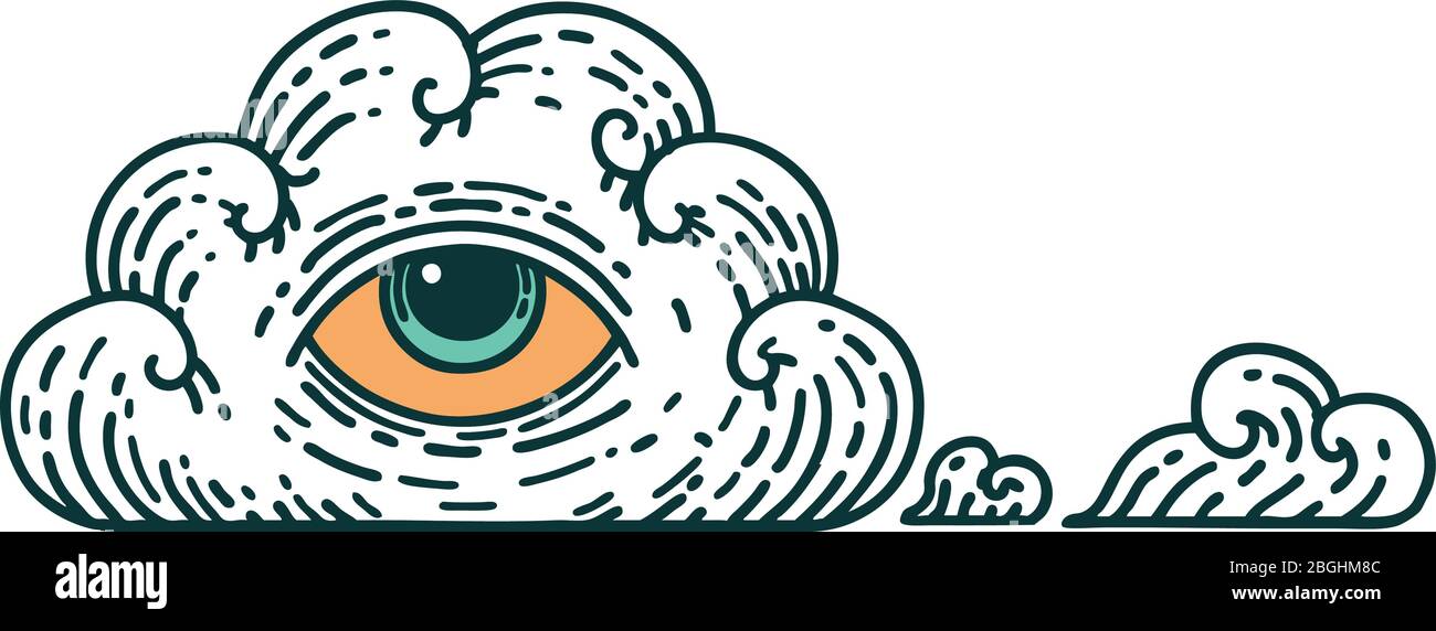 iconic tattoo style image of an all seeing eye cloud Stock Vector Image ...