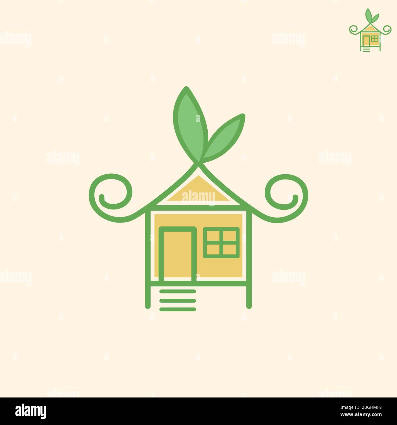 Sprout House Simple and Cute Logo In Cartoon Style Stock Photo - Alamy