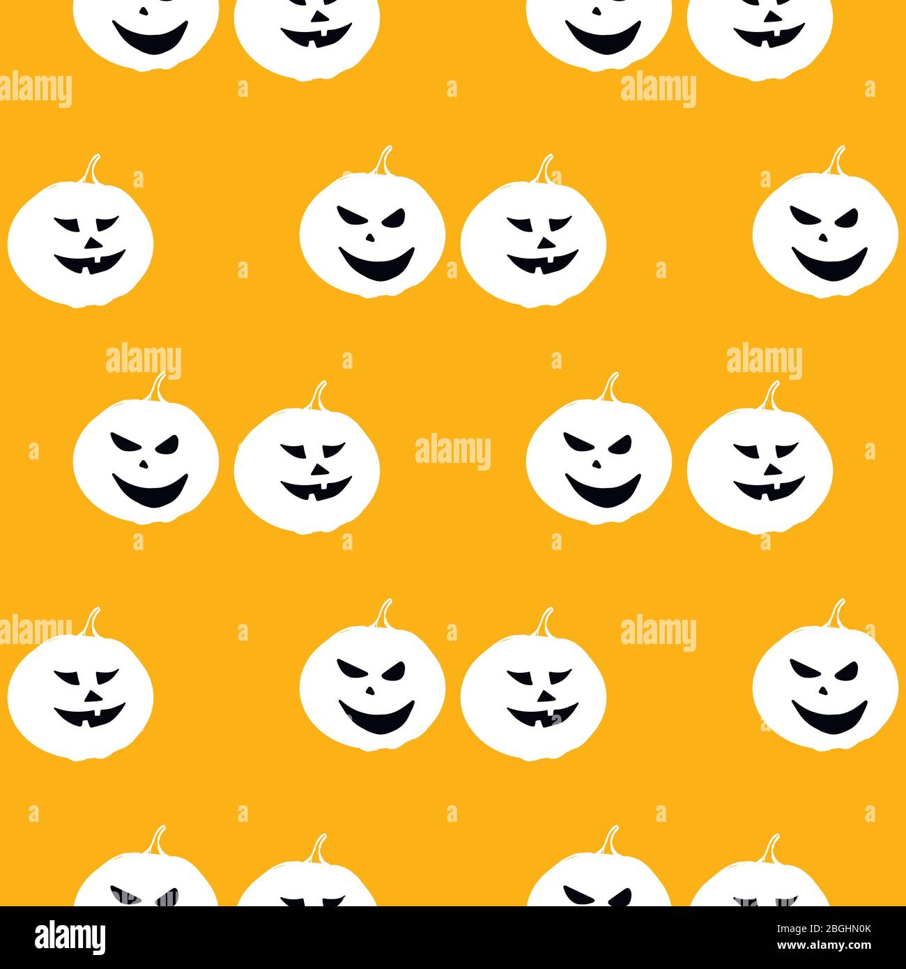 Seamless pattern illustration of a cartoon Halloween pumpkins smile ...