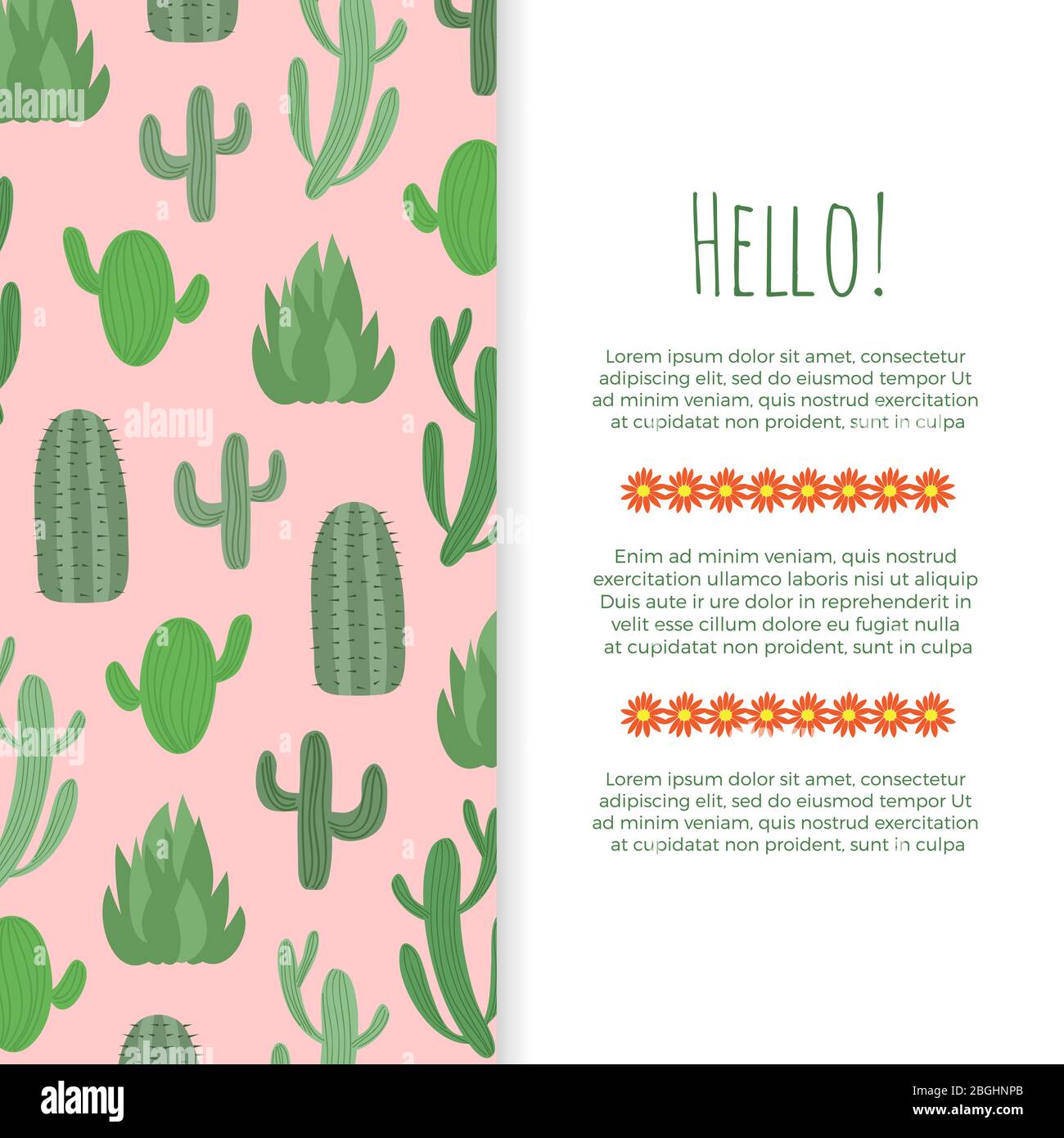Desert flowers banner or poster design - poster with cactuses. Vector ...