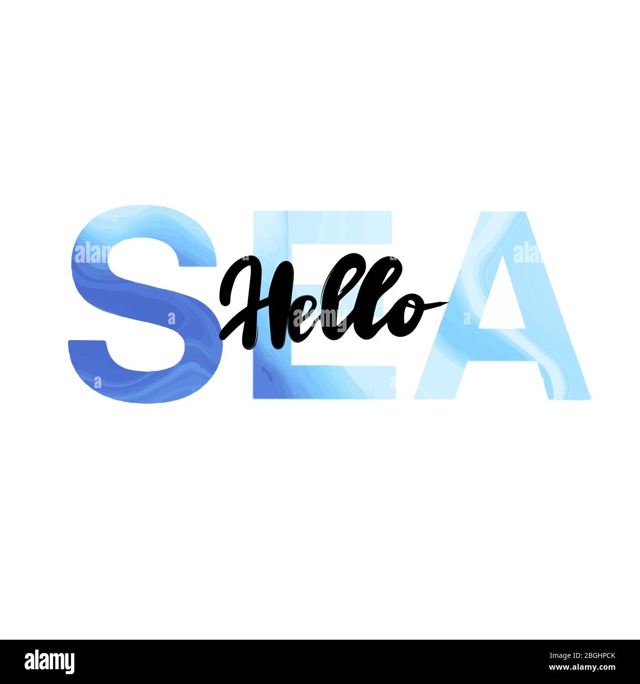 Bright Vector illustration with the word sea creative typography with ...
