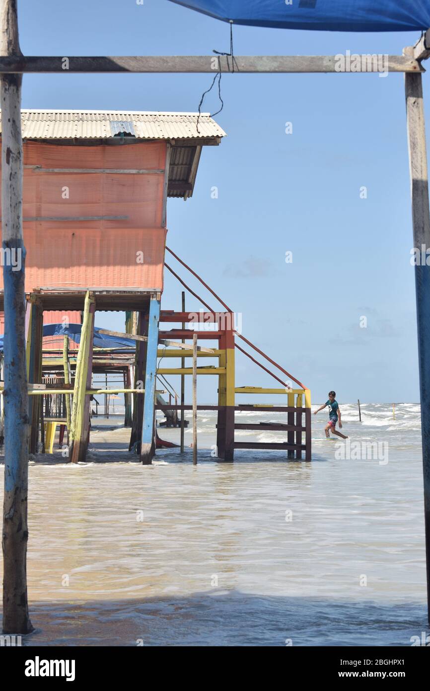 The stilt restaurant on the beach Stock Photo - Alamy
