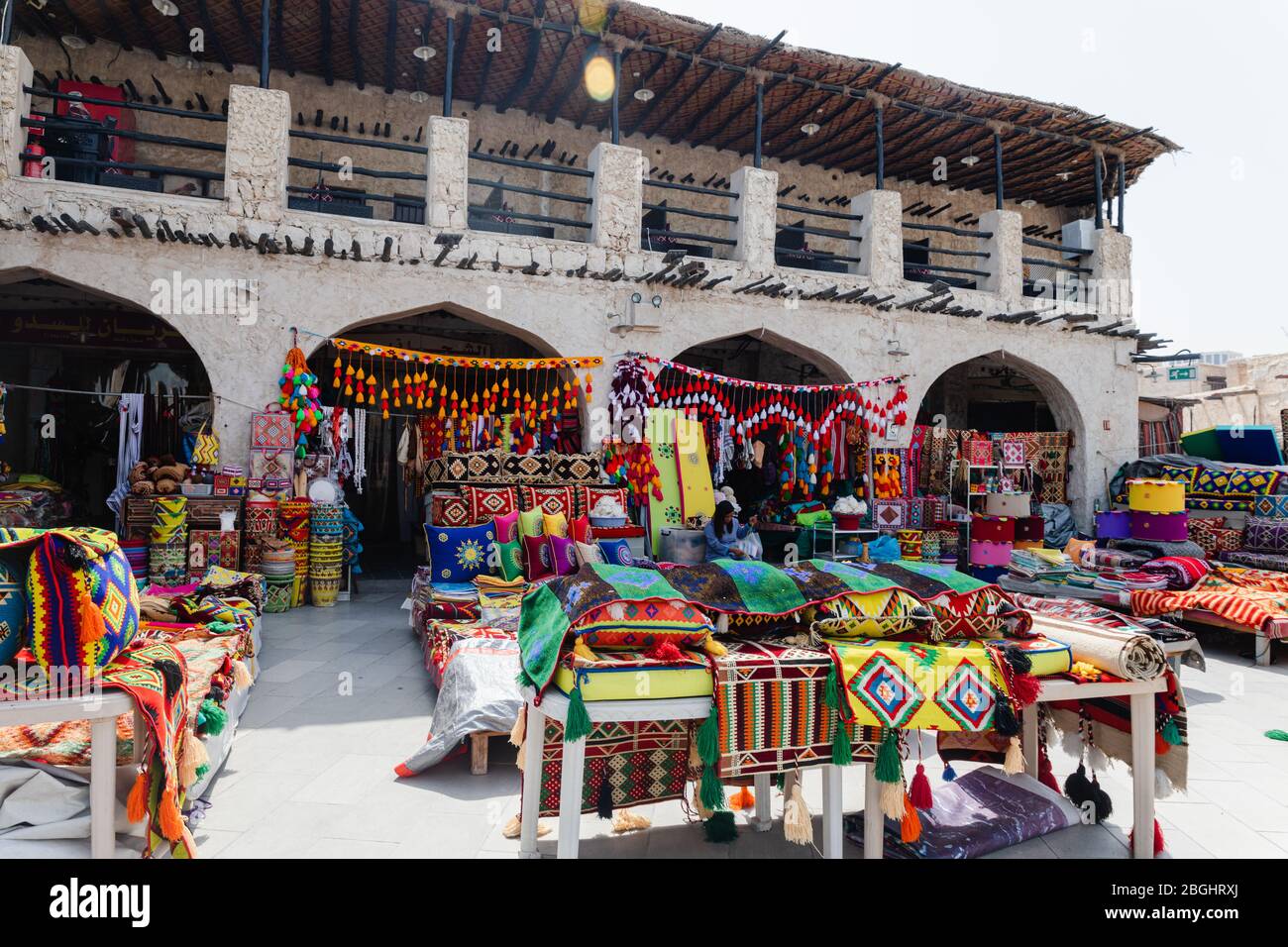 Doha, Qatar - March 2, 2020: View on traditional arabian market Souq ...