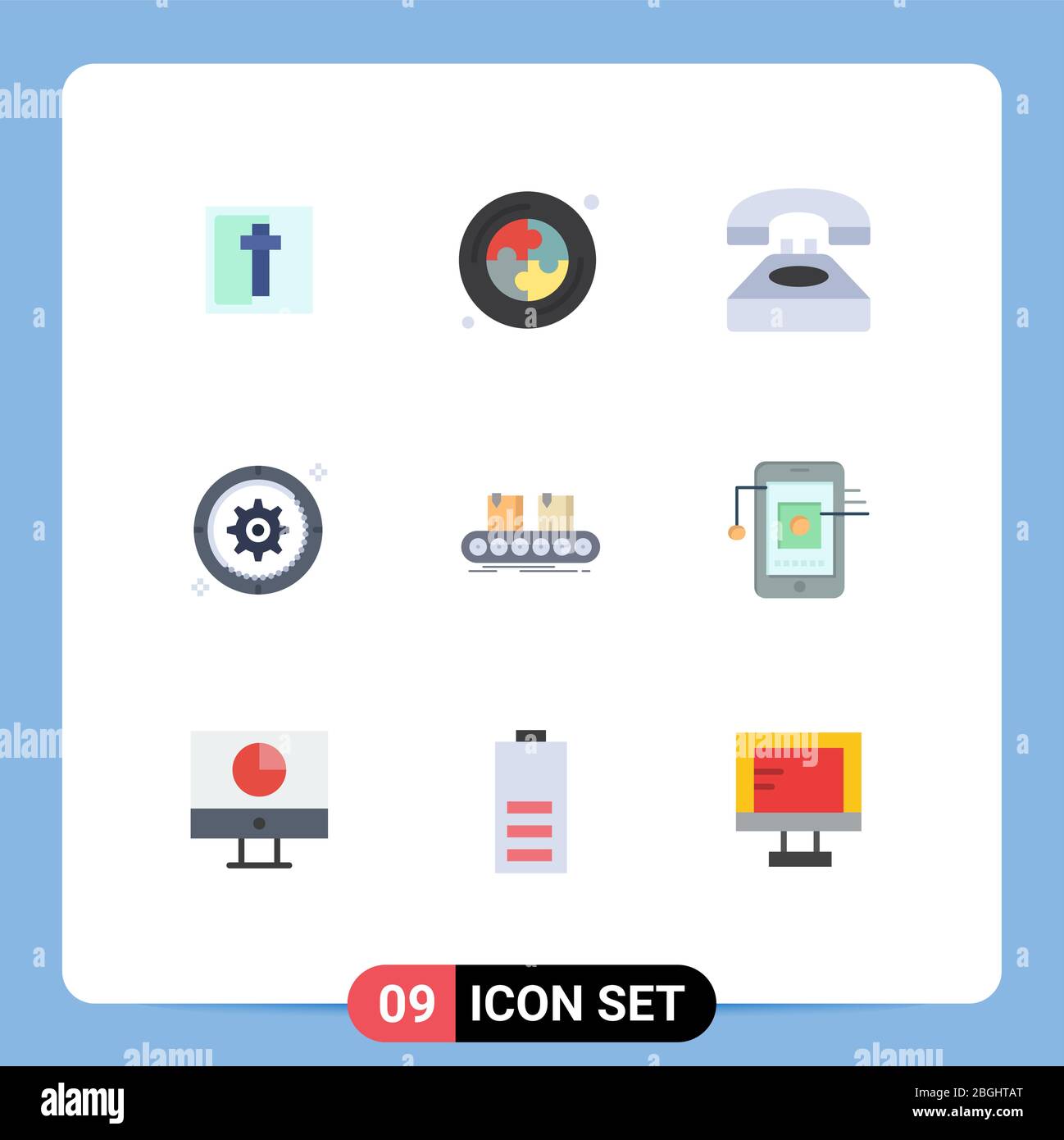 9 Creative Icons Modern Signs and Symbols of belt, wheel, communication ...