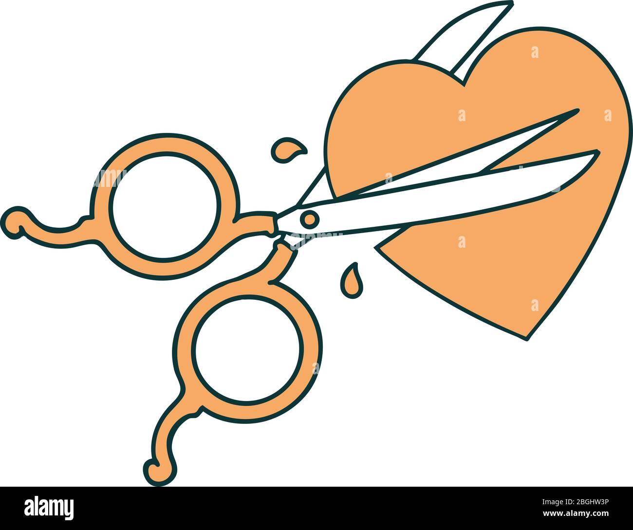 iconic tattoo style image of scissors cutting a heart Stock Vector ...