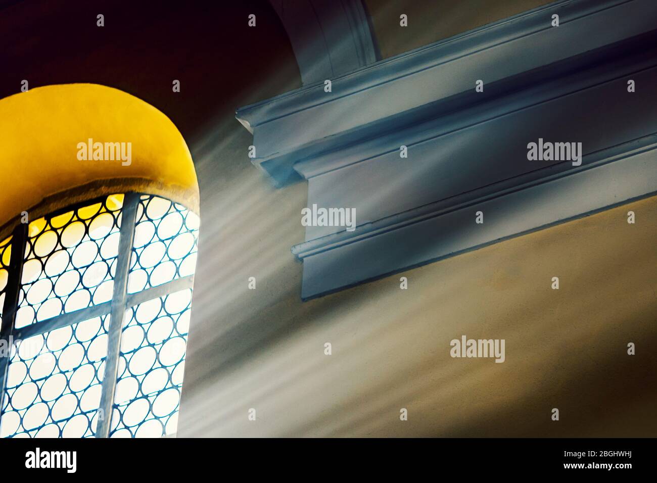 Light rays through the window. Toned bright photo Stock Photo - Alamy