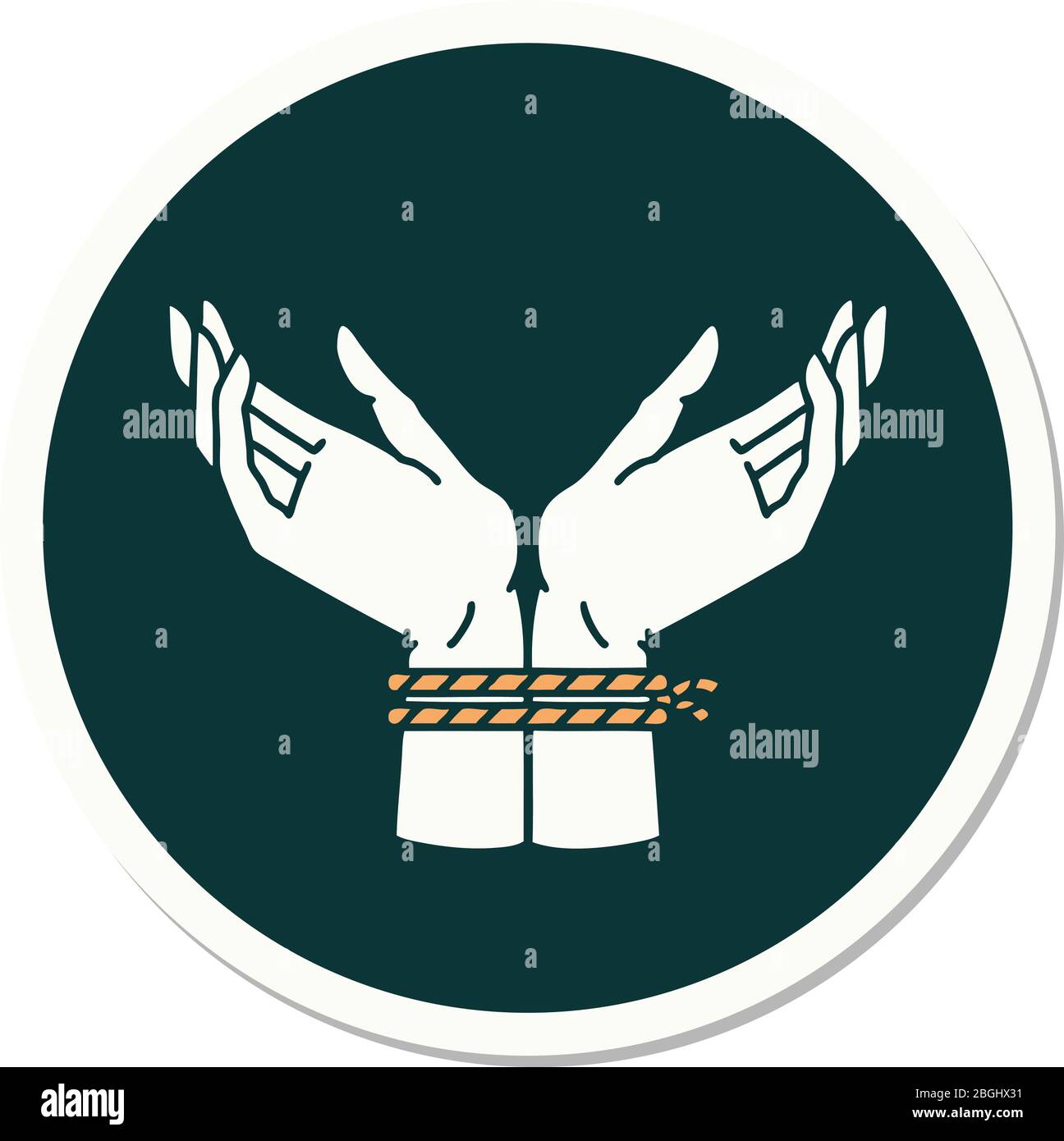 sticker of tattoo in traditional style of a pair of tied hands Stock ...