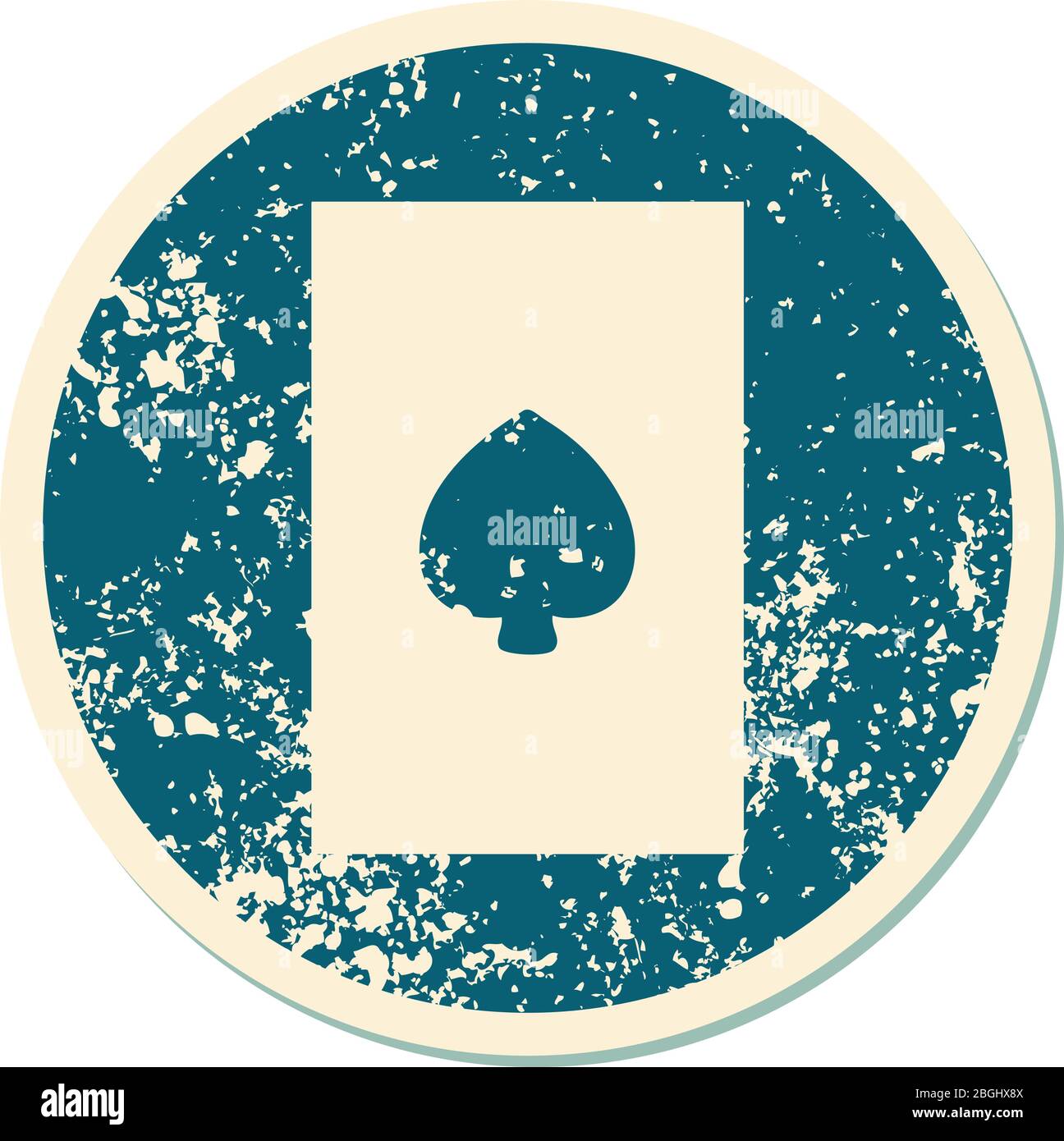 iconic distressed sticker tattoo style image of the ace of spades Stock ...