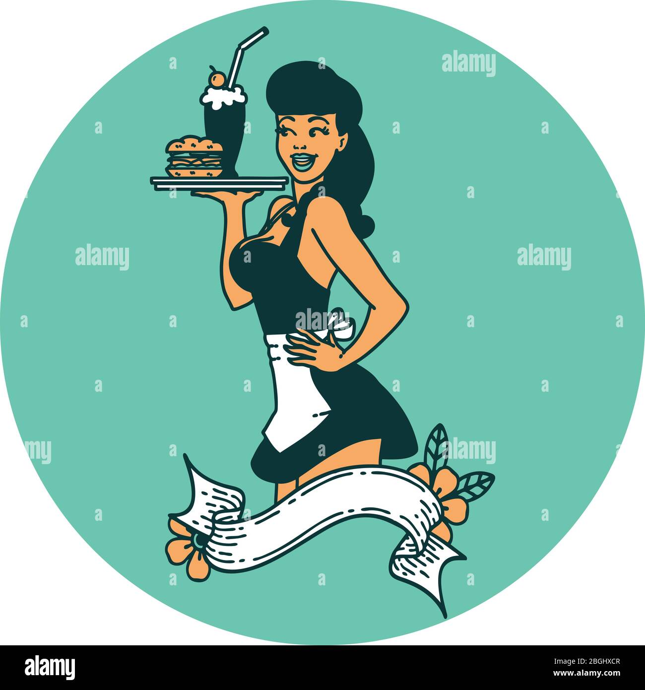 Retro diner waitress Stock Vector Images - Alamy