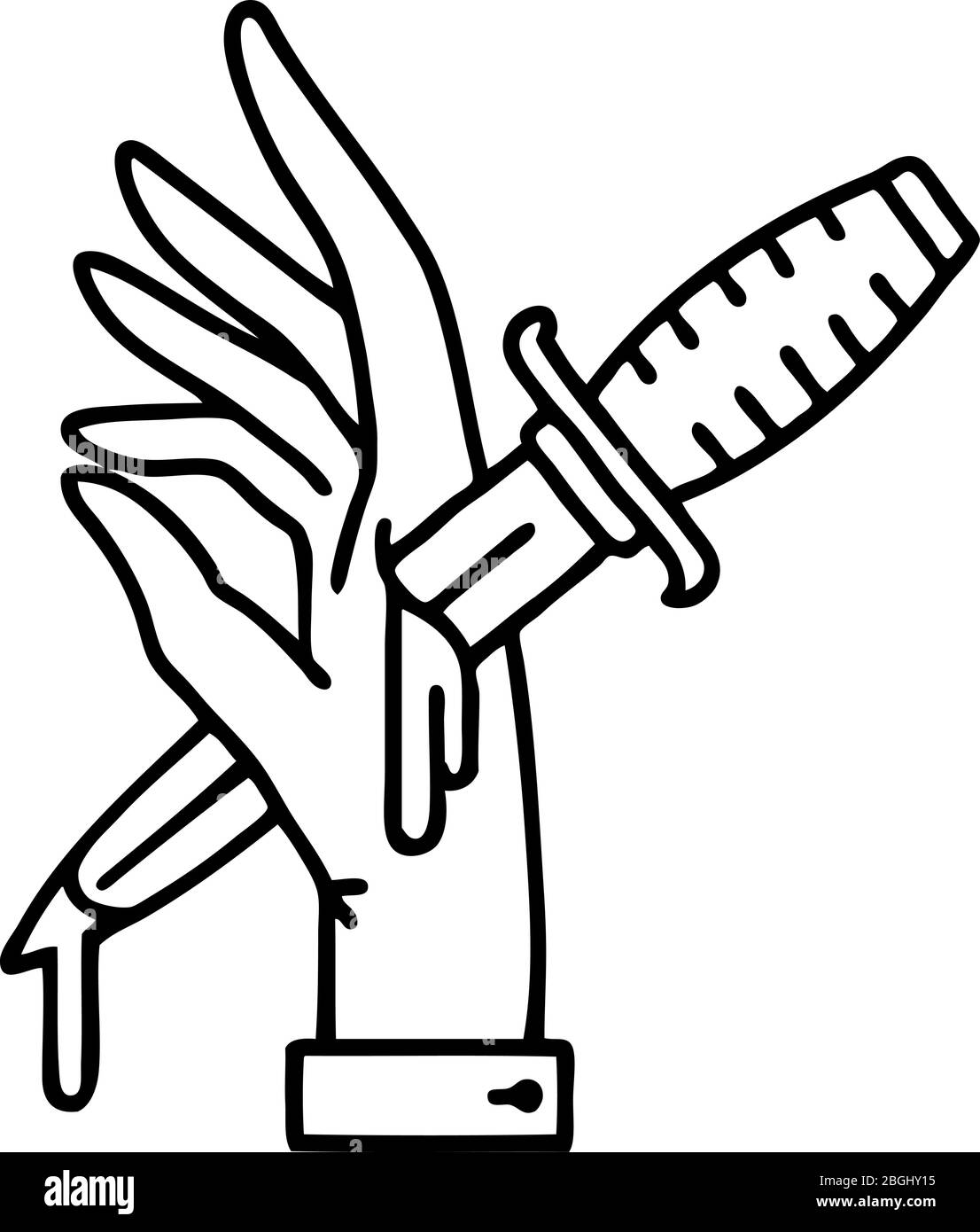 tattoo in black line style of a dagger in the hand Stock Vector Image ...