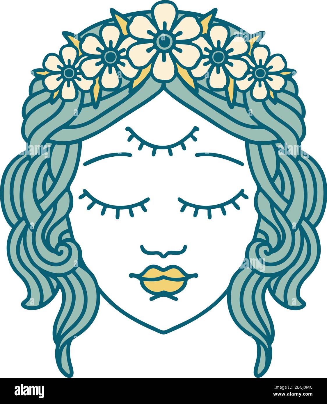 iconic tattoo style image of female face with third eye Stock Vector ...