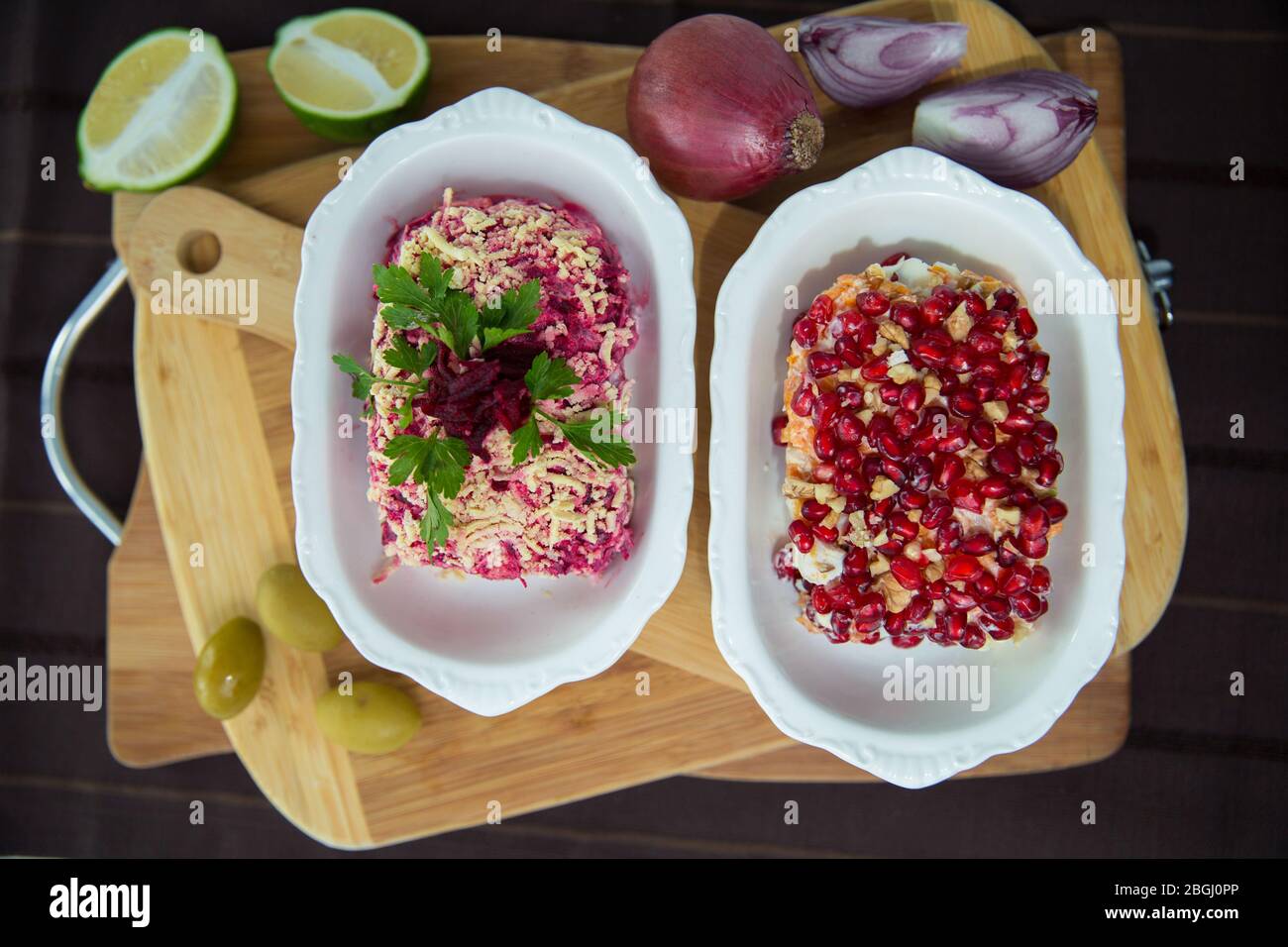 Grated boiled beetroot with garlic and mayonnaise. Panamanian party ...