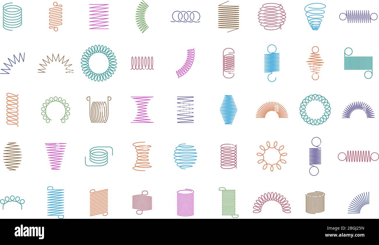 Metal curved spring. Wire springs, mechanical curved steel flexible ...