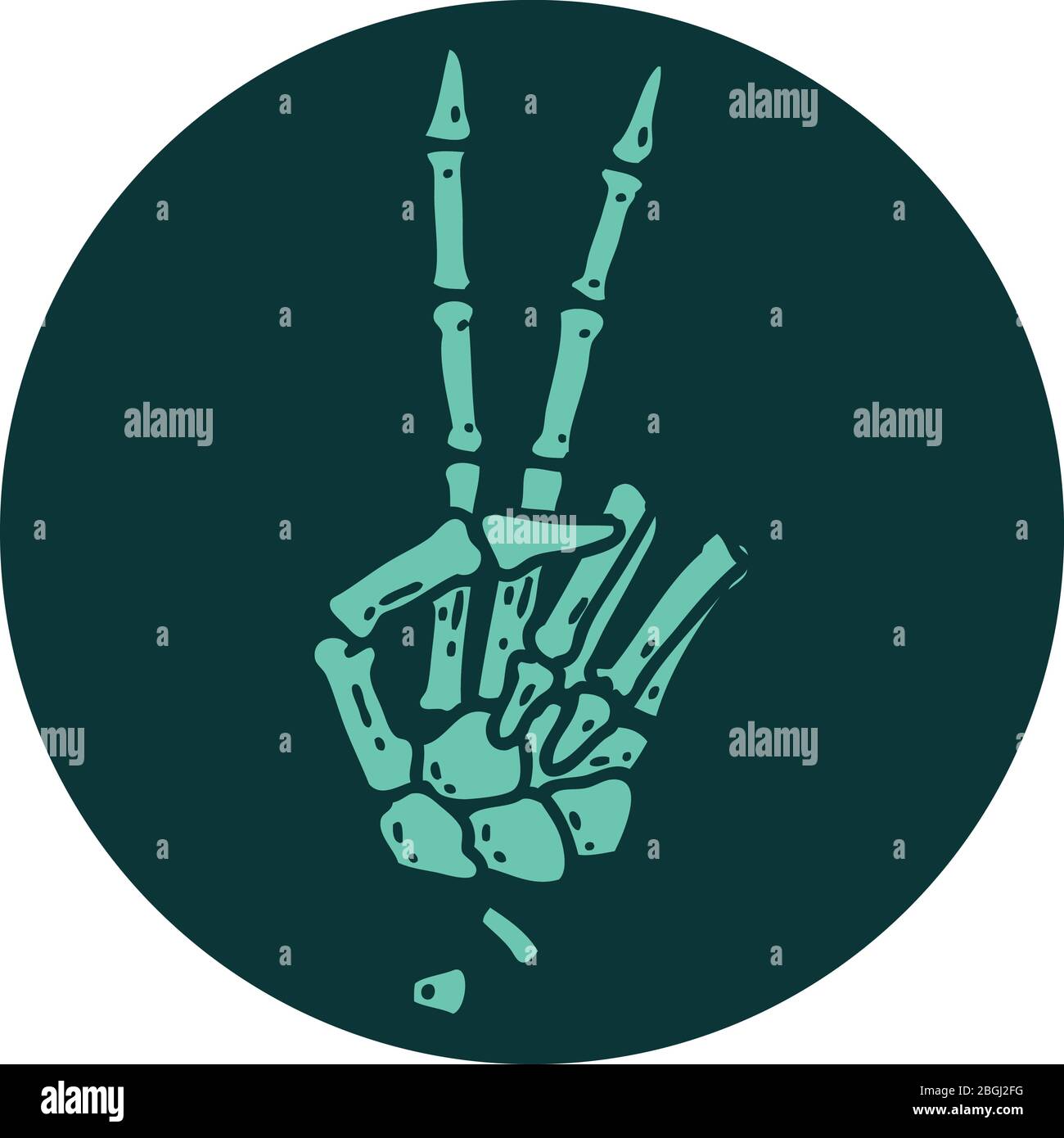 iconic tattoo style image of a skeleton giving a peace sign Stock ...