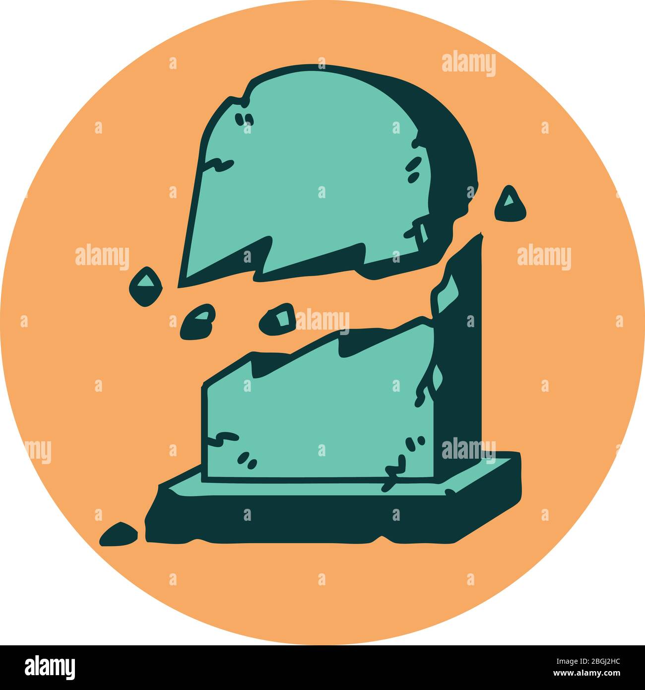 iconic tattoo style image of a broken grave stone Stock Vector Image ...