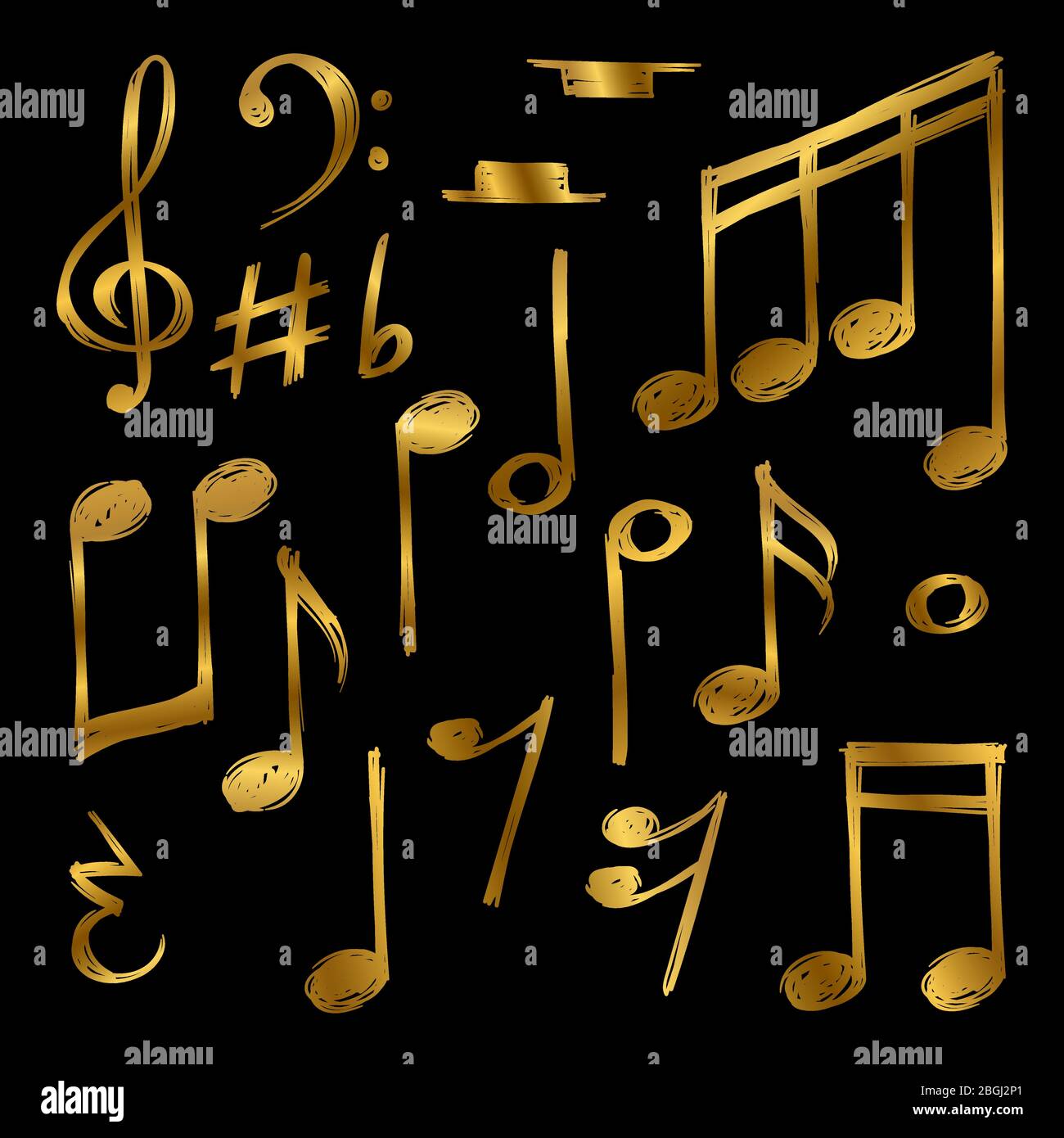 3d golden music notes Stock Vector Images - Alamy