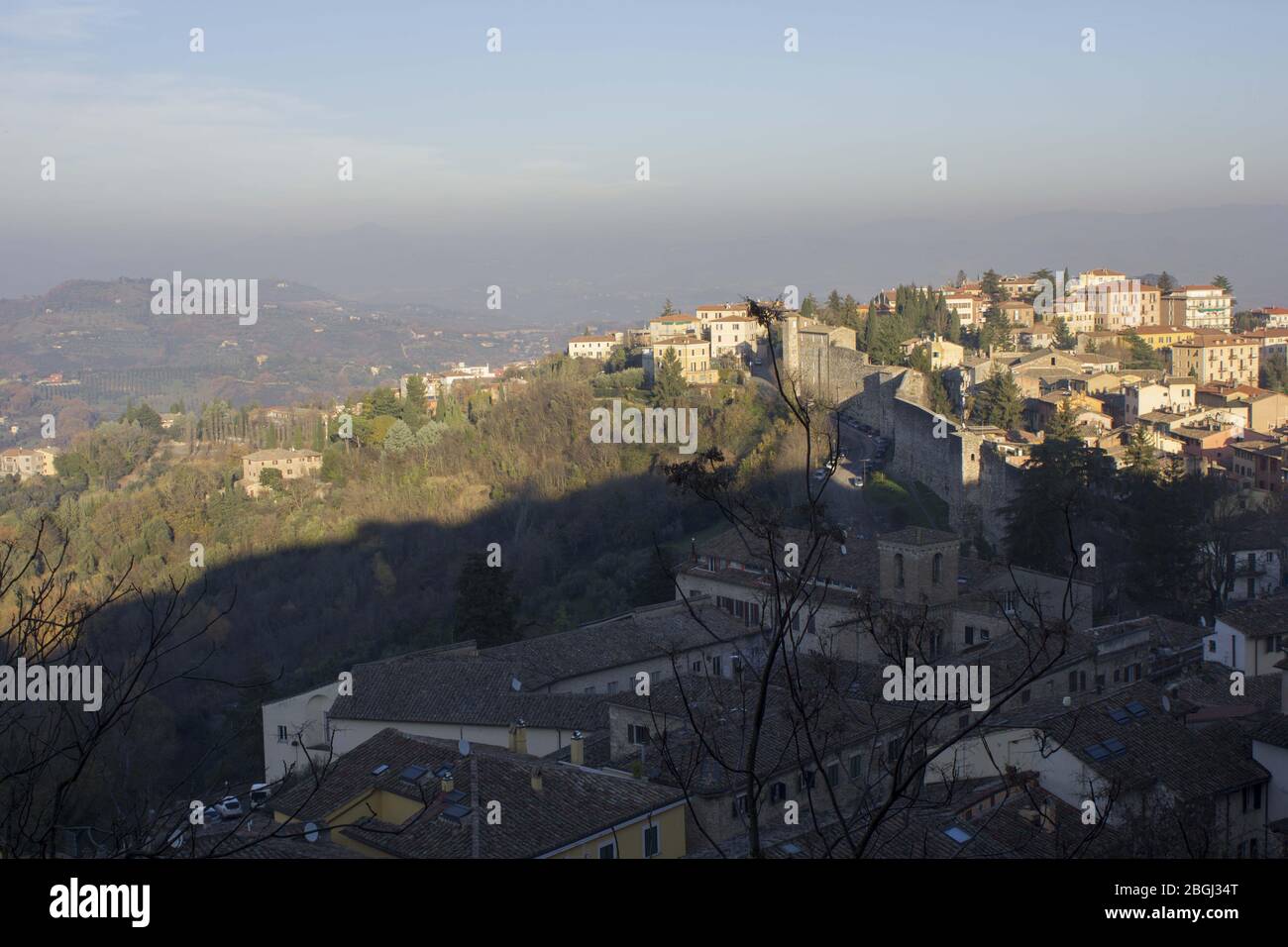 PERUGIA, ITALY - DECEMBER 9 2016: view from the top of the hill ...