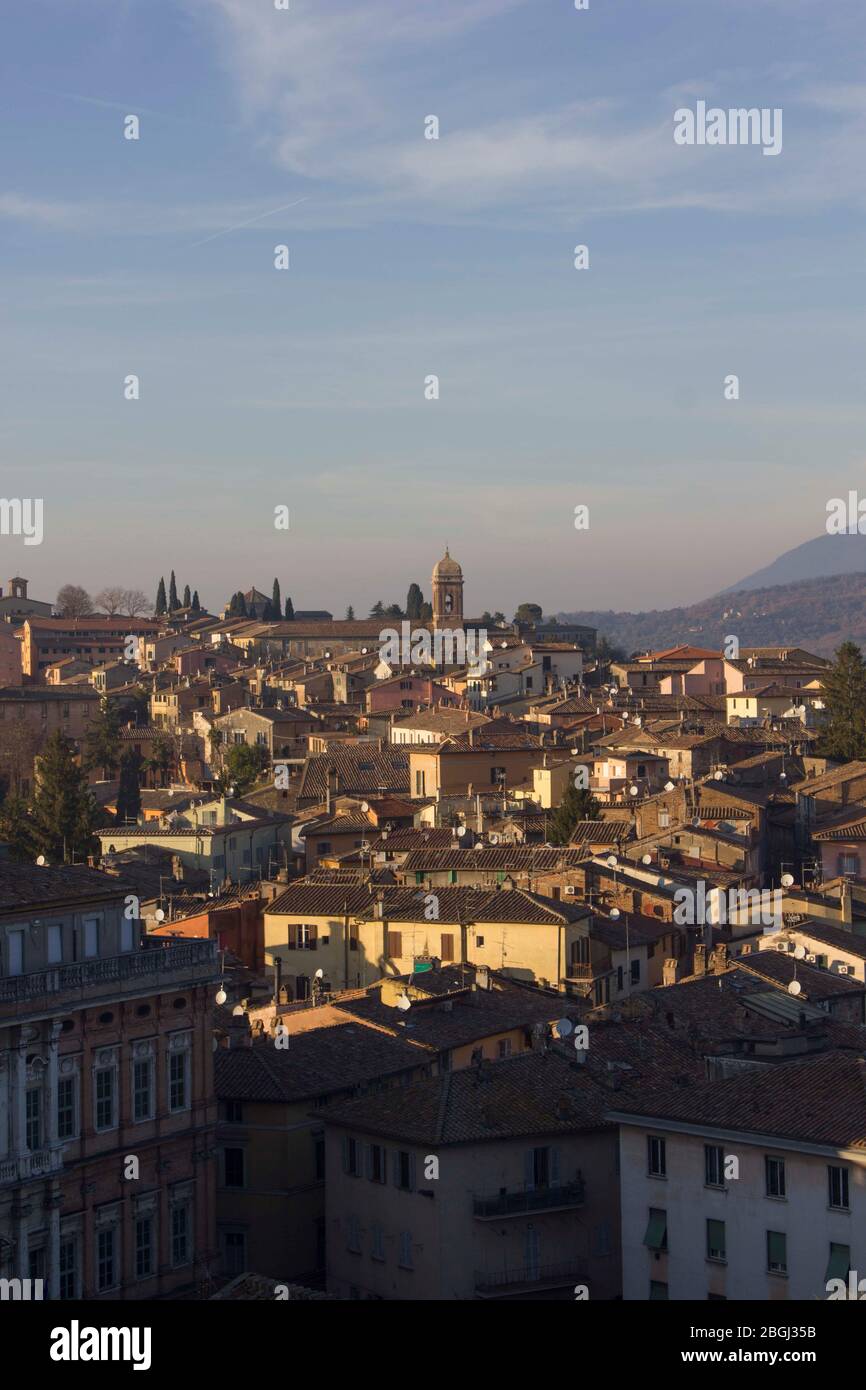 PERUGIA, ITALY - DECEMBER 9 2016: panoramic view of the ancient city of ...