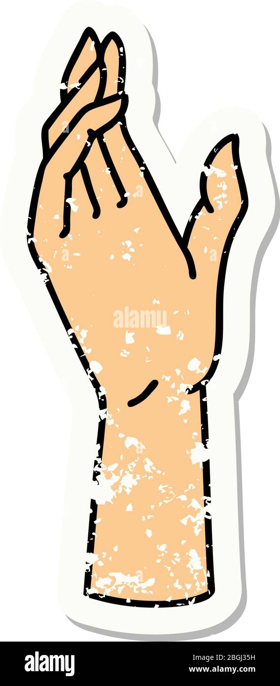 distressed sticker tattoo in traditional style of a hand Stock Vector ...