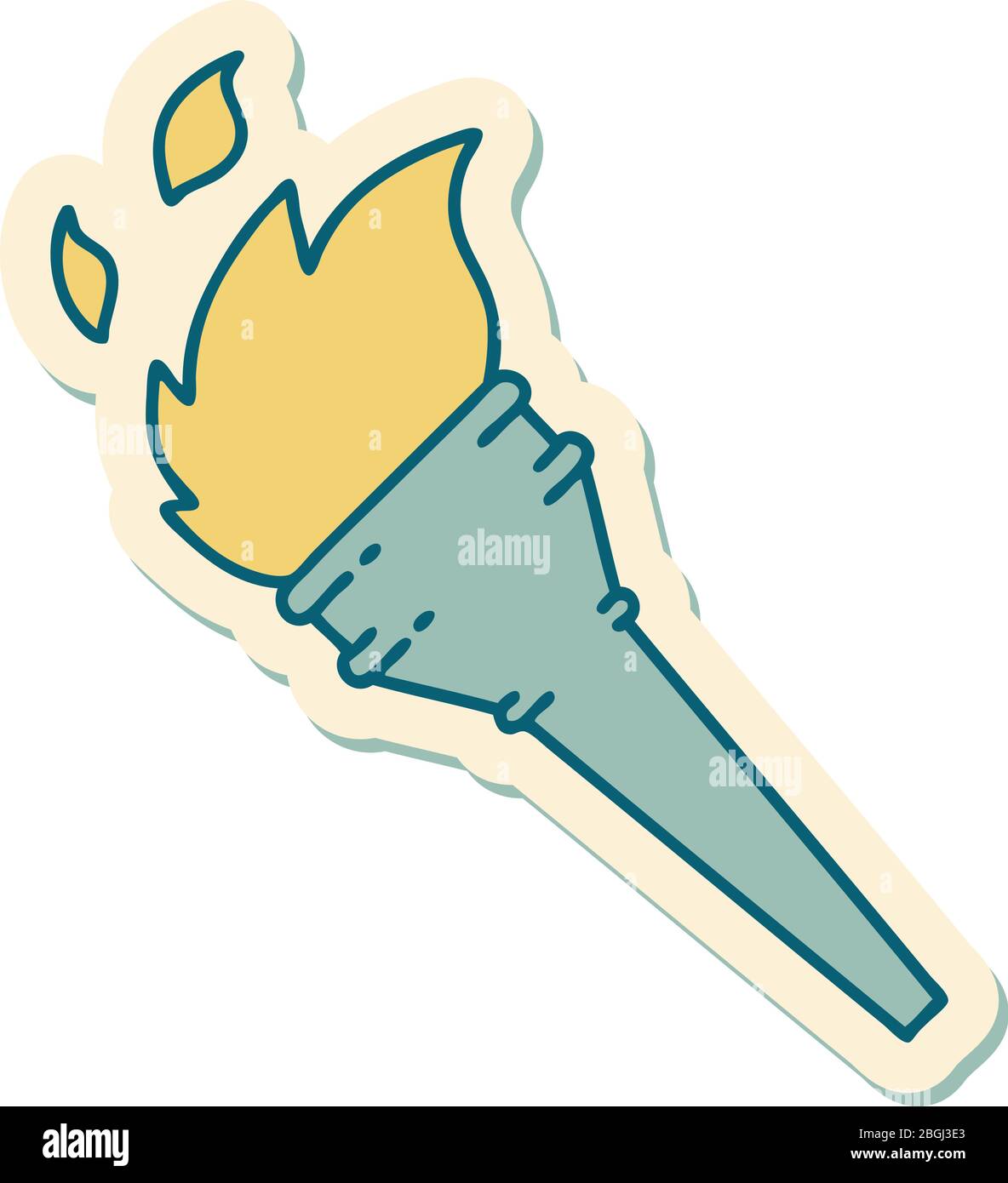 sticker of tattoo in traditional style of a lit torch Stock Vector ...