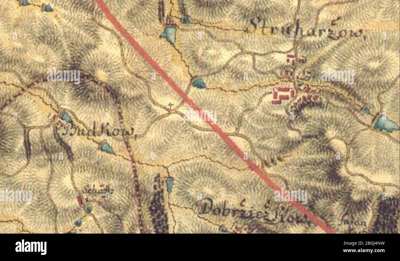 Historic map of Struharov and surrounding villages, 1765 Stock Photo ...