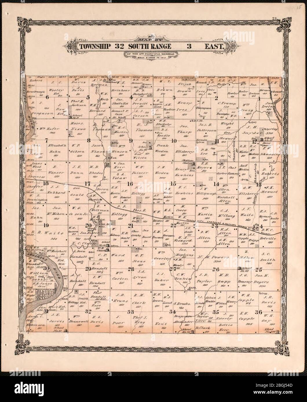 Historical atlas of Cowley County, Kansas Stock Photo - Alamy
