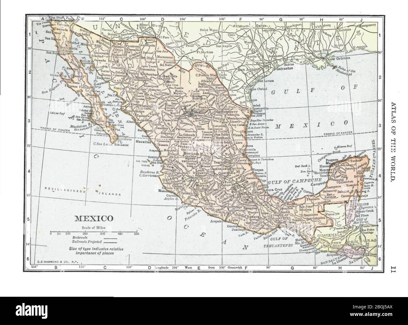 Historical Map of Mexico (1909 Stock Photo - Alamy