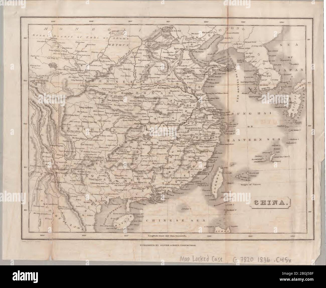 Historical Map of China (1836 Stock Photo - Alamy