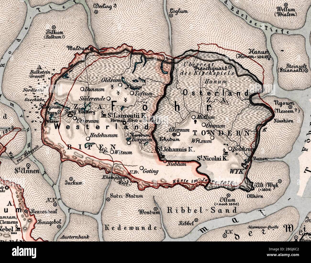 Historische Karte von den Nordfriesischen Inseln - Franz Geerz 1888-2 ...