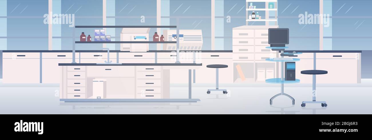 modern lab interior empty no people chemical laboratory with furniture ...