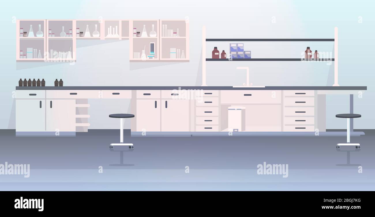 modern lab interior empty no people chemical laboratory with furniture ...