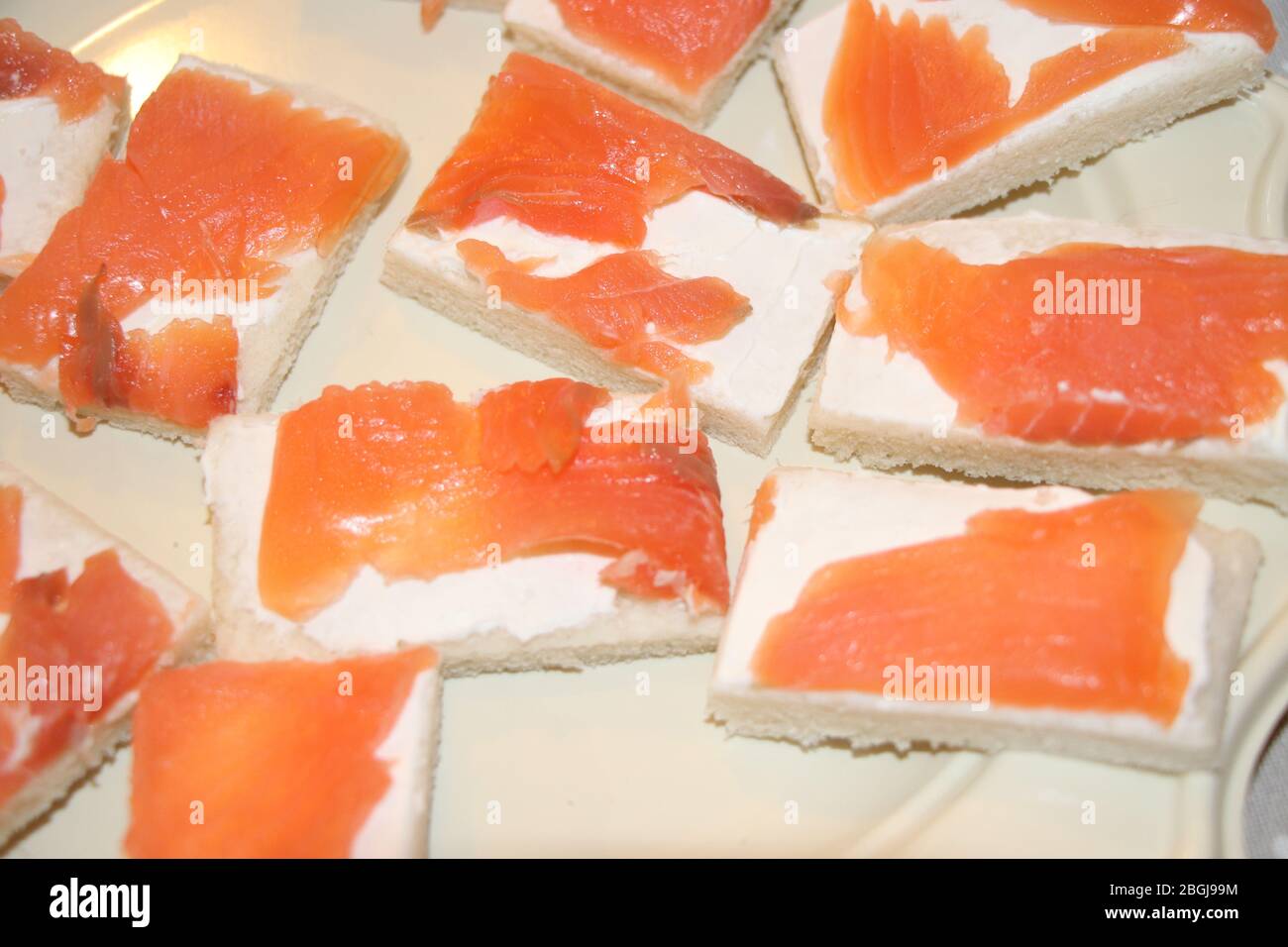 Norwegian smoked salmon canapes with cream cheese Stock Photo - Alamy