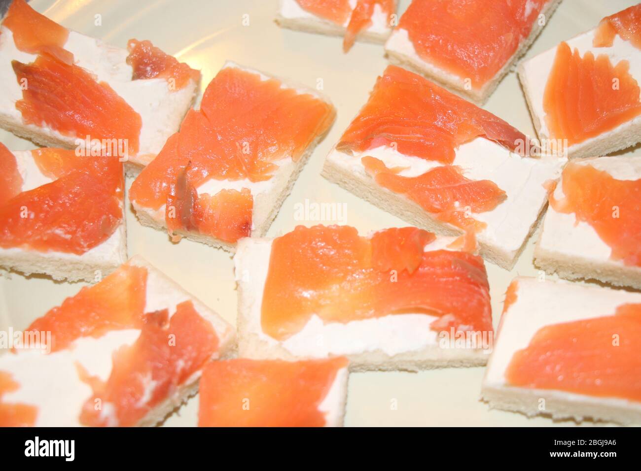 Norwegian smoked salmon canapes with cream cheese Stock Photo - Alamy