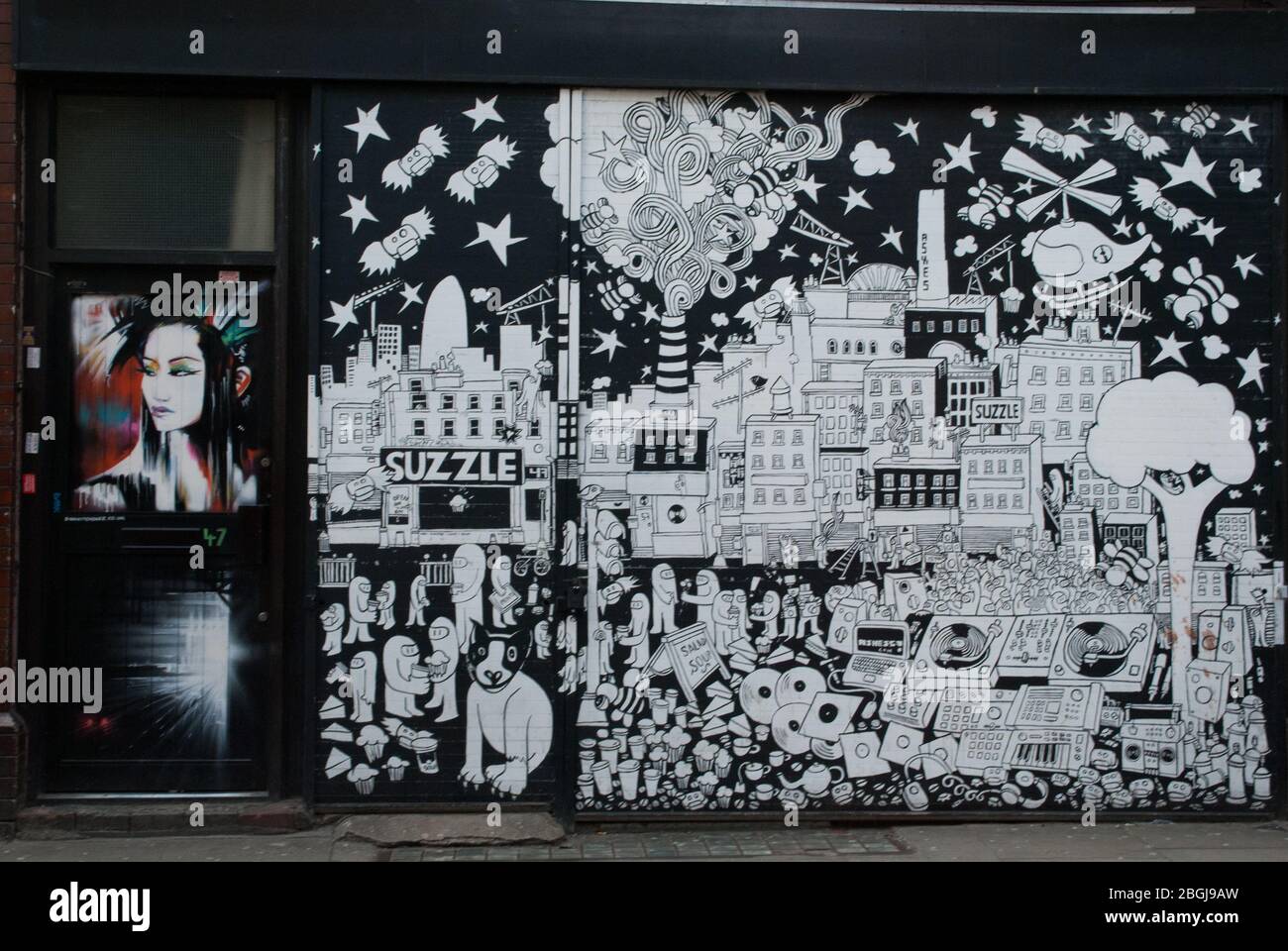 Mural Painting on Brick Lane, East End, London E1 Stock Photo - Alamy