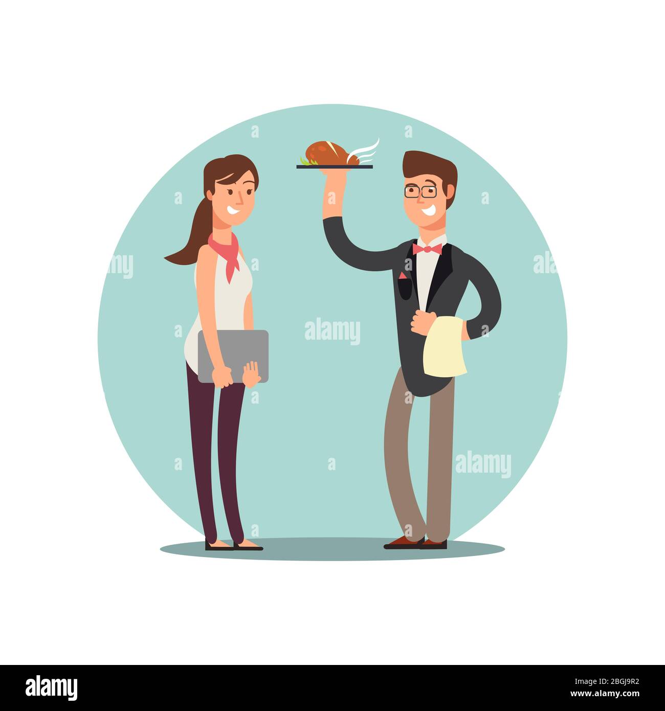 Smiling restaurant staff in kitchen uniform vector cartoon characters ...