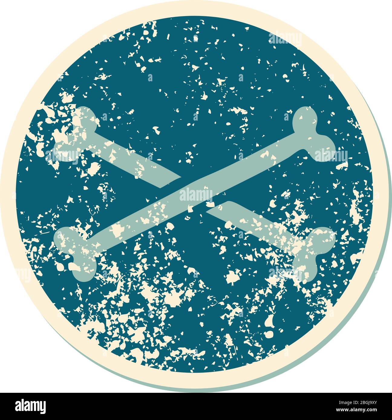 iconic distressed sticker tattoo style image of cross bones Stock ...