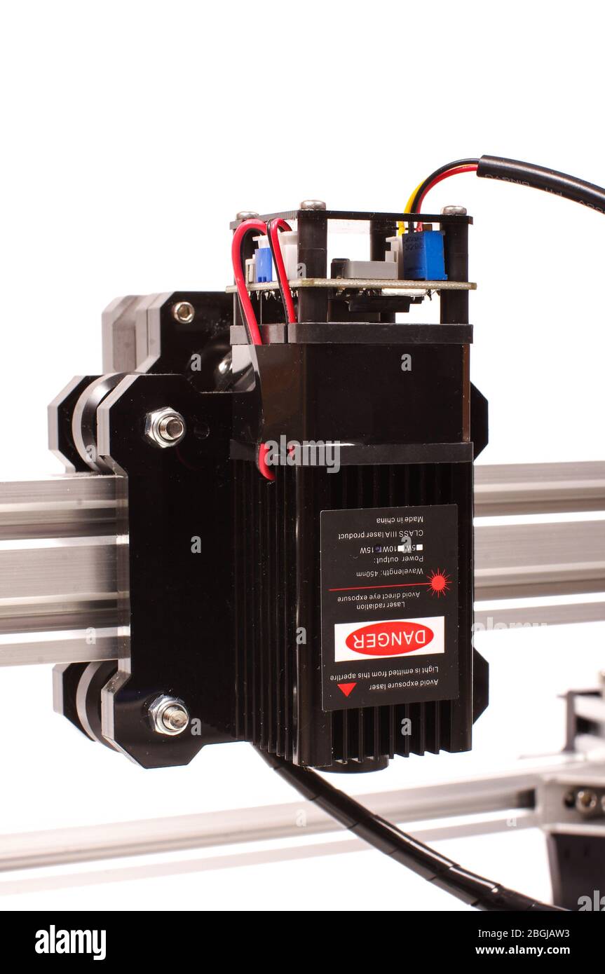 High power ultraviolet light for CNC engraver laser close up Stock ...