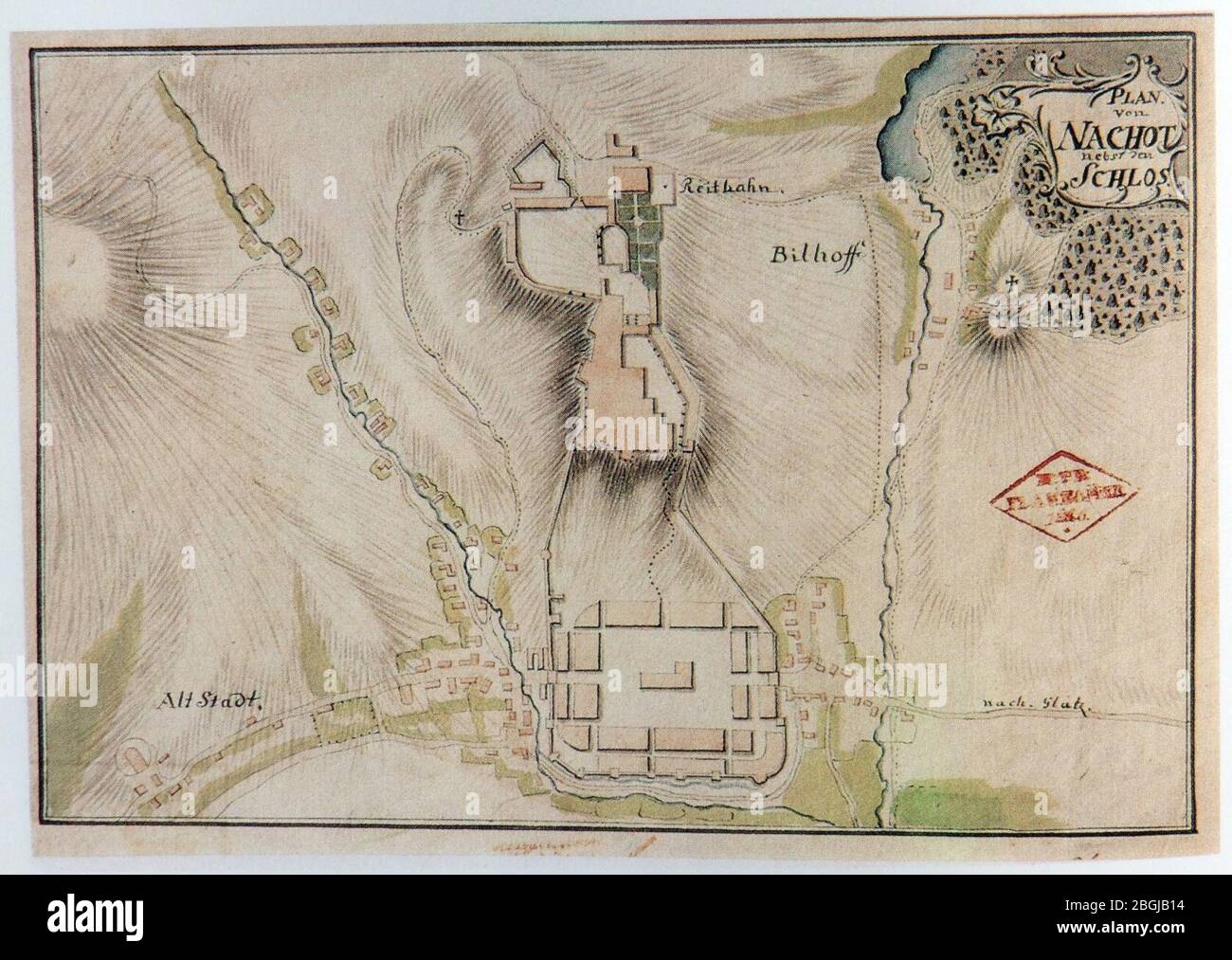 History of Náchod 02 - old town map Stock Photo - Alamy