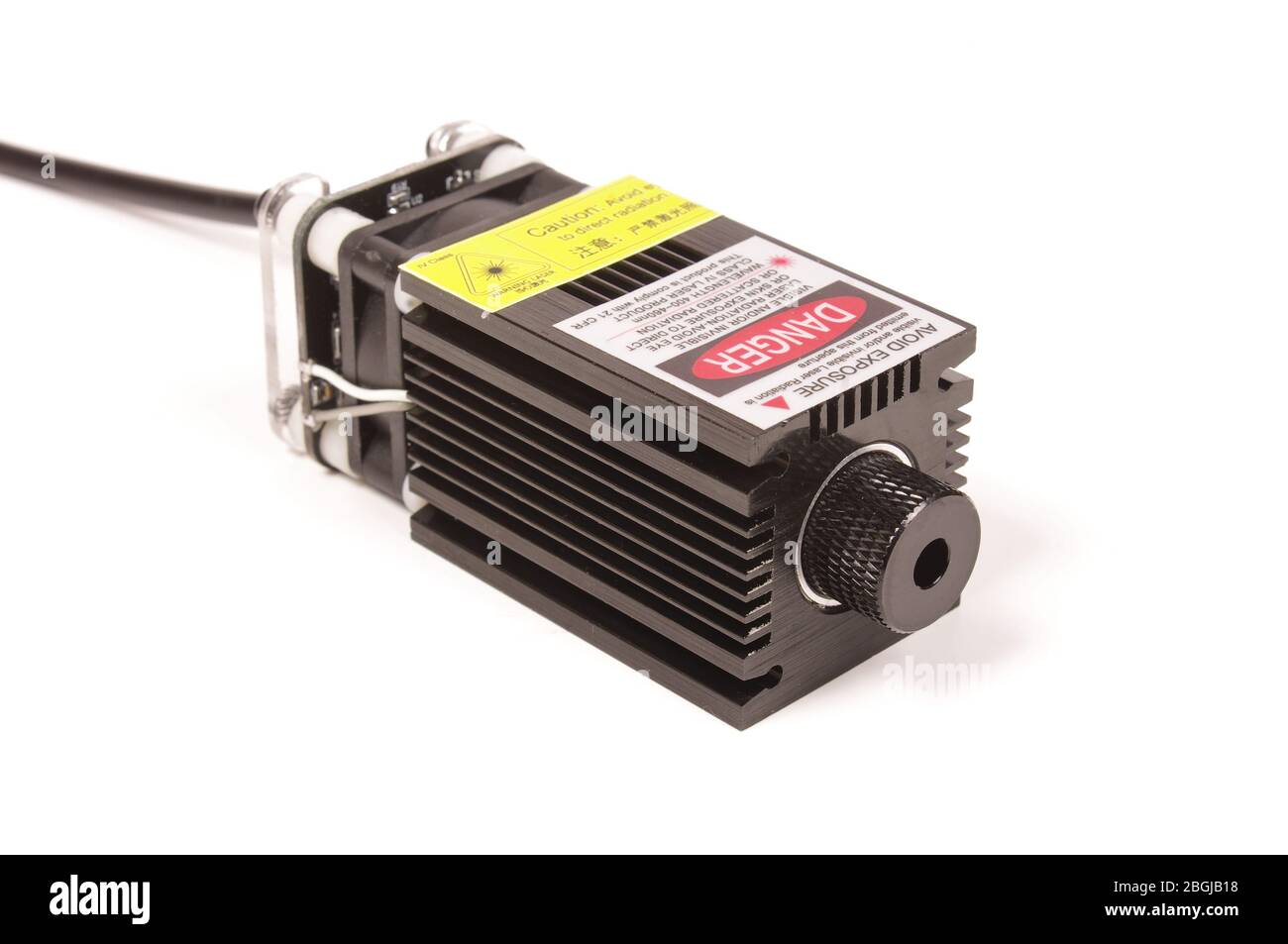 High power ultraviolet laser with heatsink isolated on the white ...