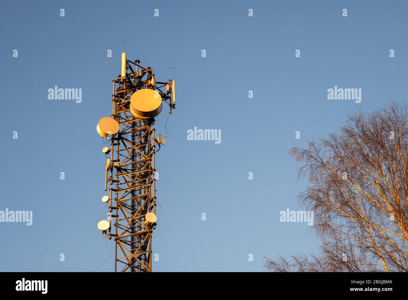 Telecommunication mast - directional mobile phone antenna dishes Stock ...