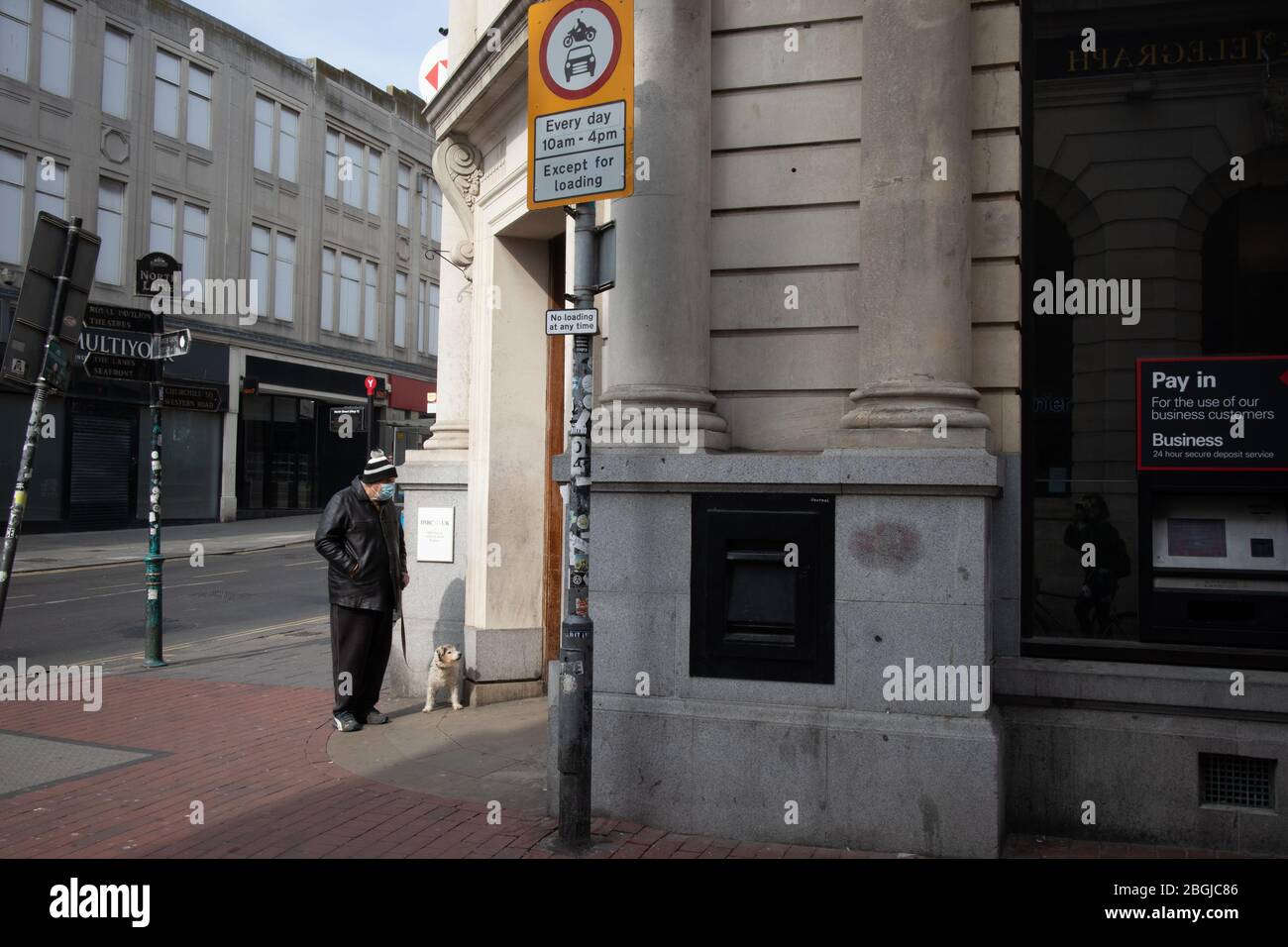 Man waiting in line at the HSBC Bank April 2020 Stock Photo - Alamy