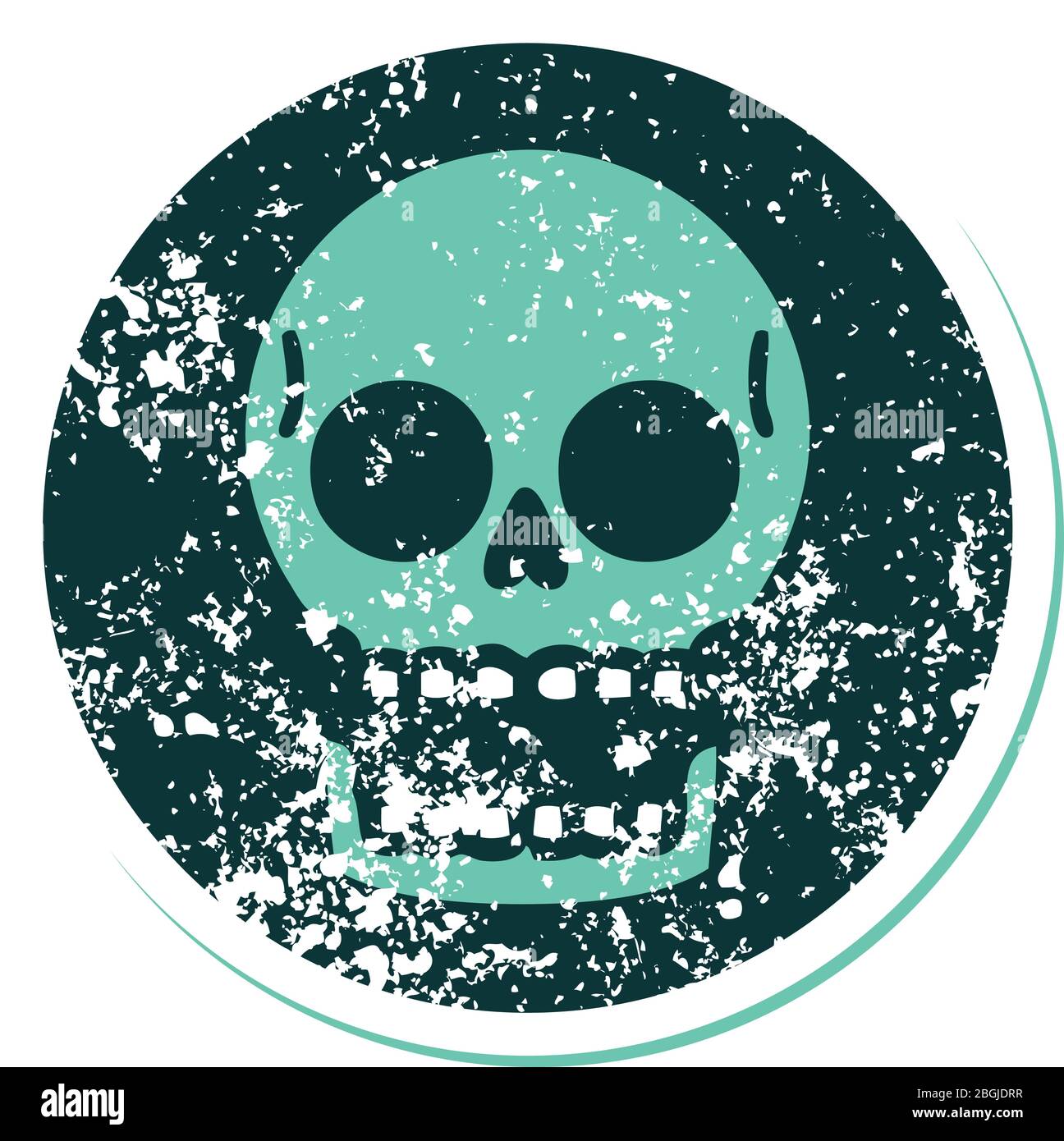 iconic distressed sticker tattoo style image of a skull Stock Vector ...