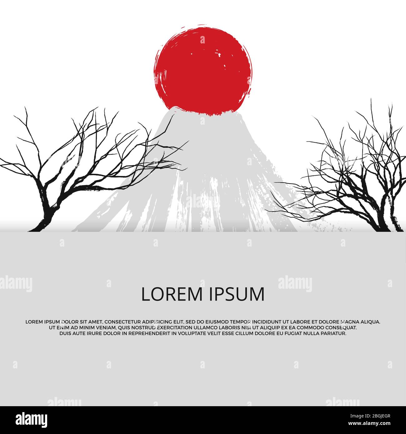 Stylish asian banner template with grunge symbols of Japan. Vector ...