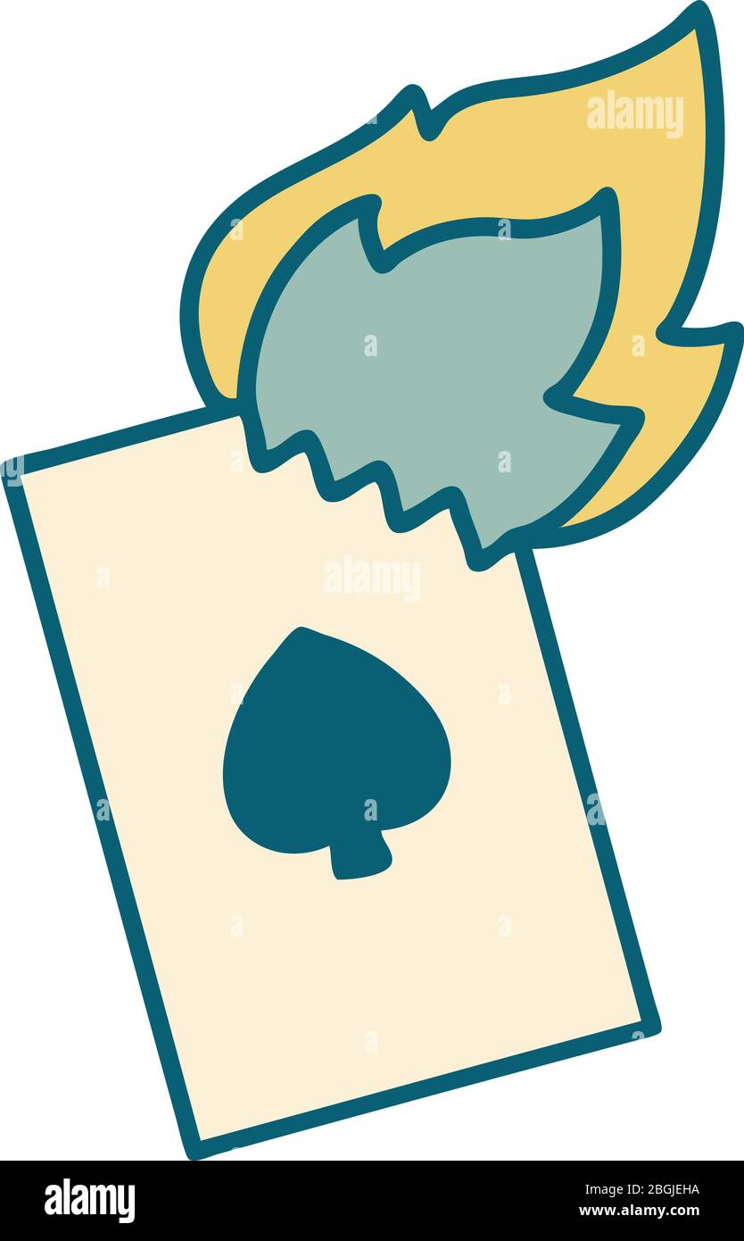 iconic tattoo style image of a flaming card Stock Vector Image & Art ...