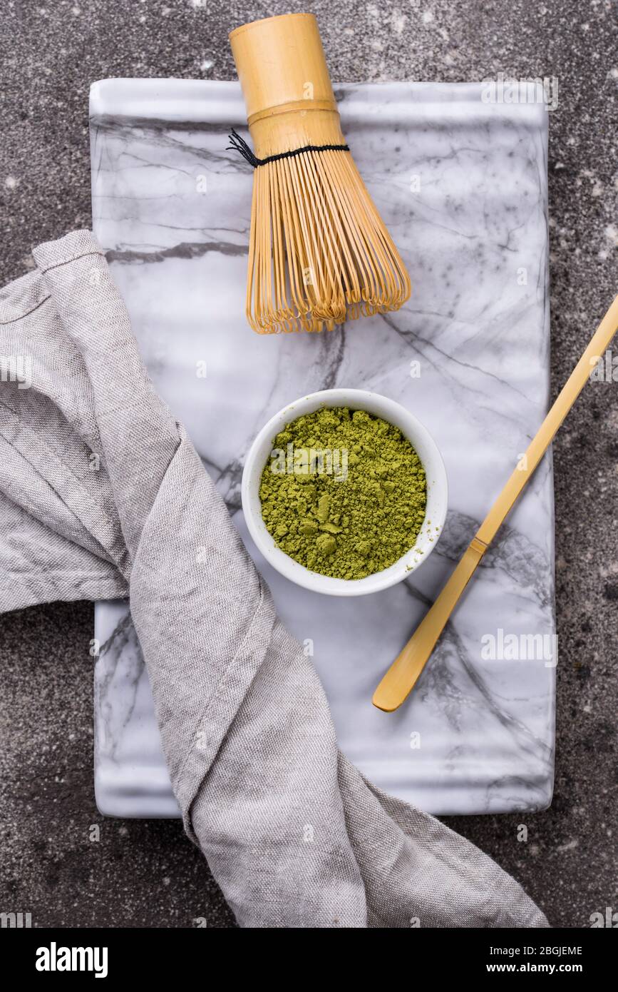 Japanese matcha green tea powder Stock Photo - Alamy