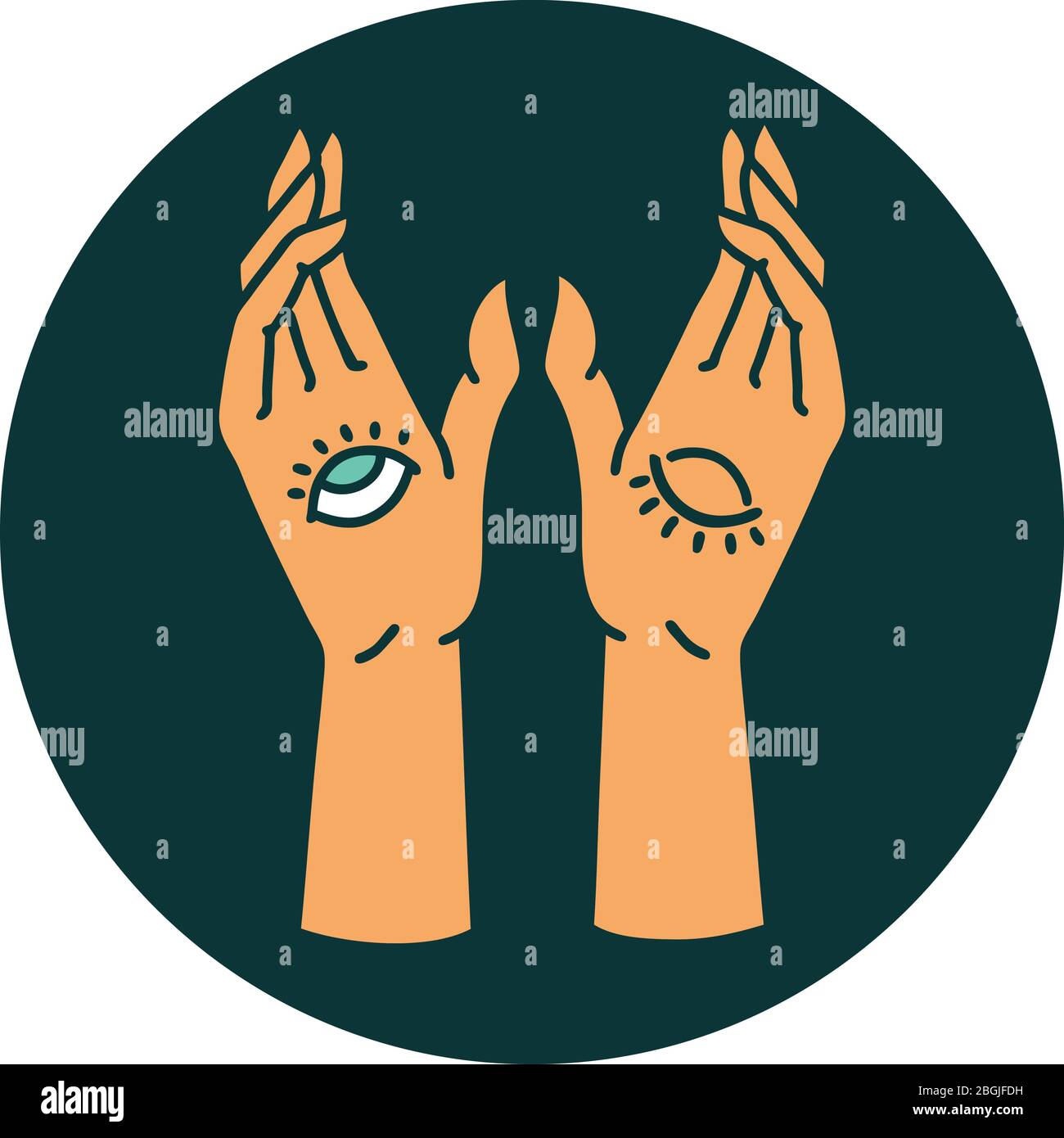 iconic tattoo style image of mystic hands Stock Vector Image & Art - Alamy